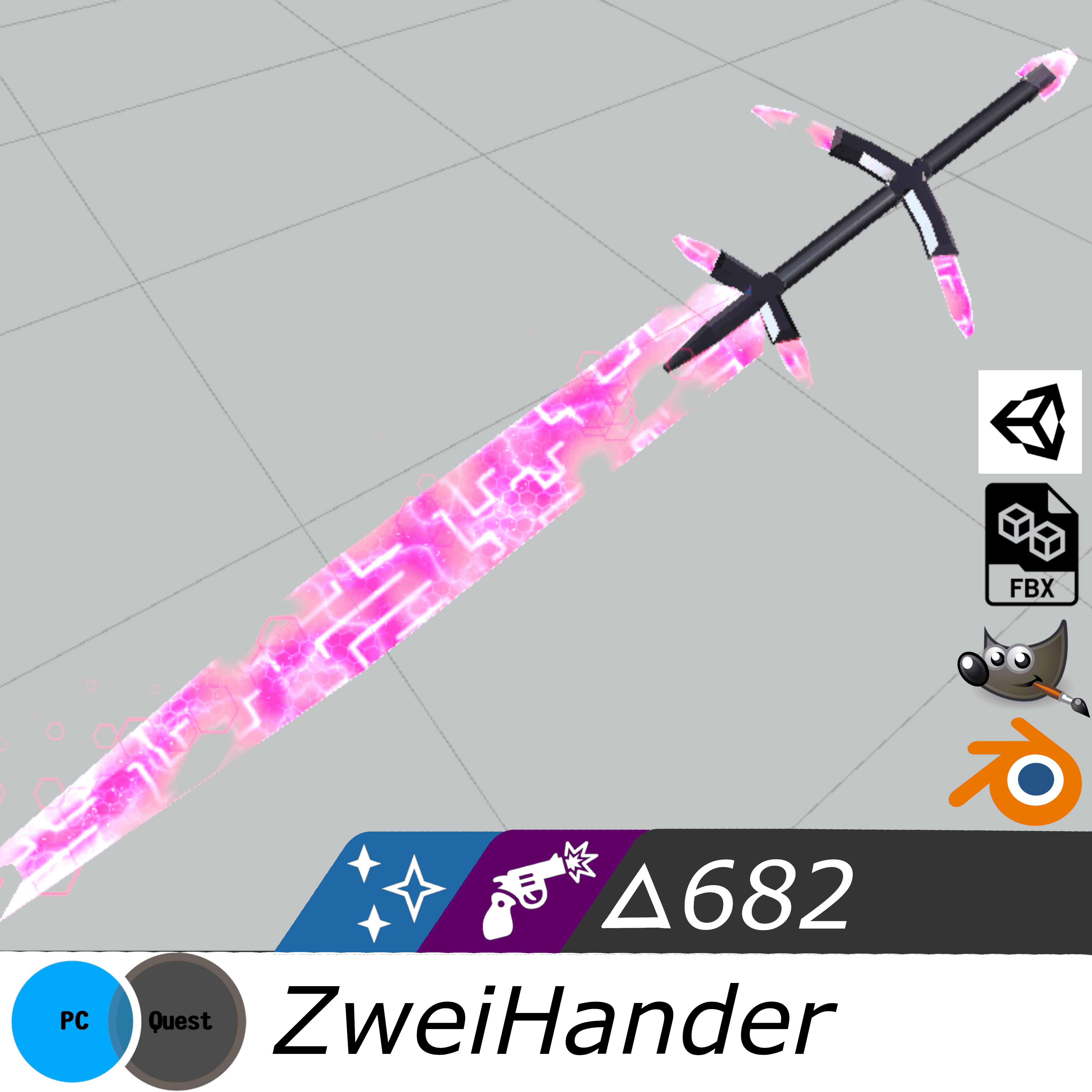 ZweiHander - Cyber Two Handed Sword - VRChat - AthenaVerDragon - BOOTH