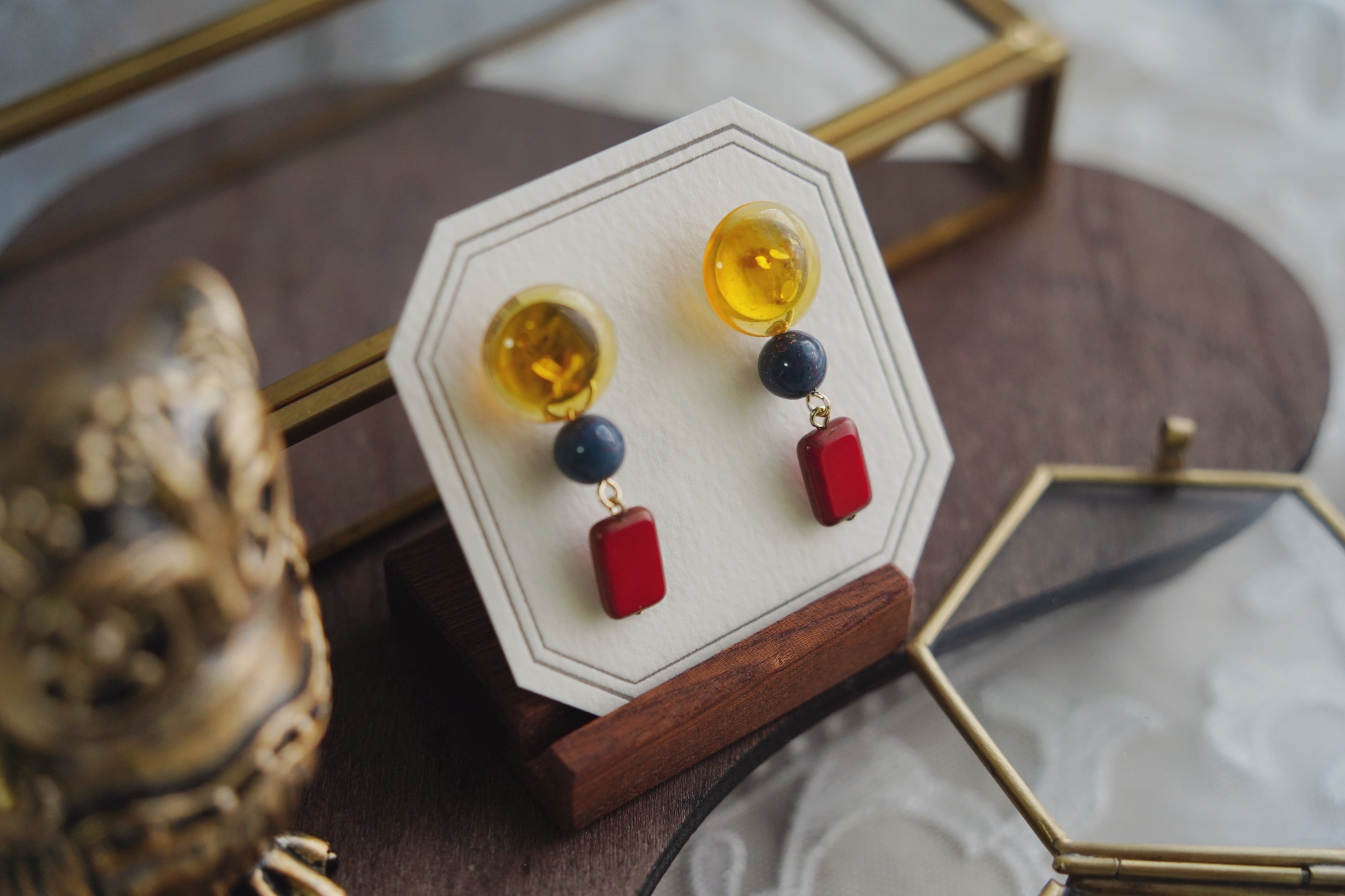 2wayな耳飾り【琥珀色】 - No.9 = BOOTH支店 = - BOOTH