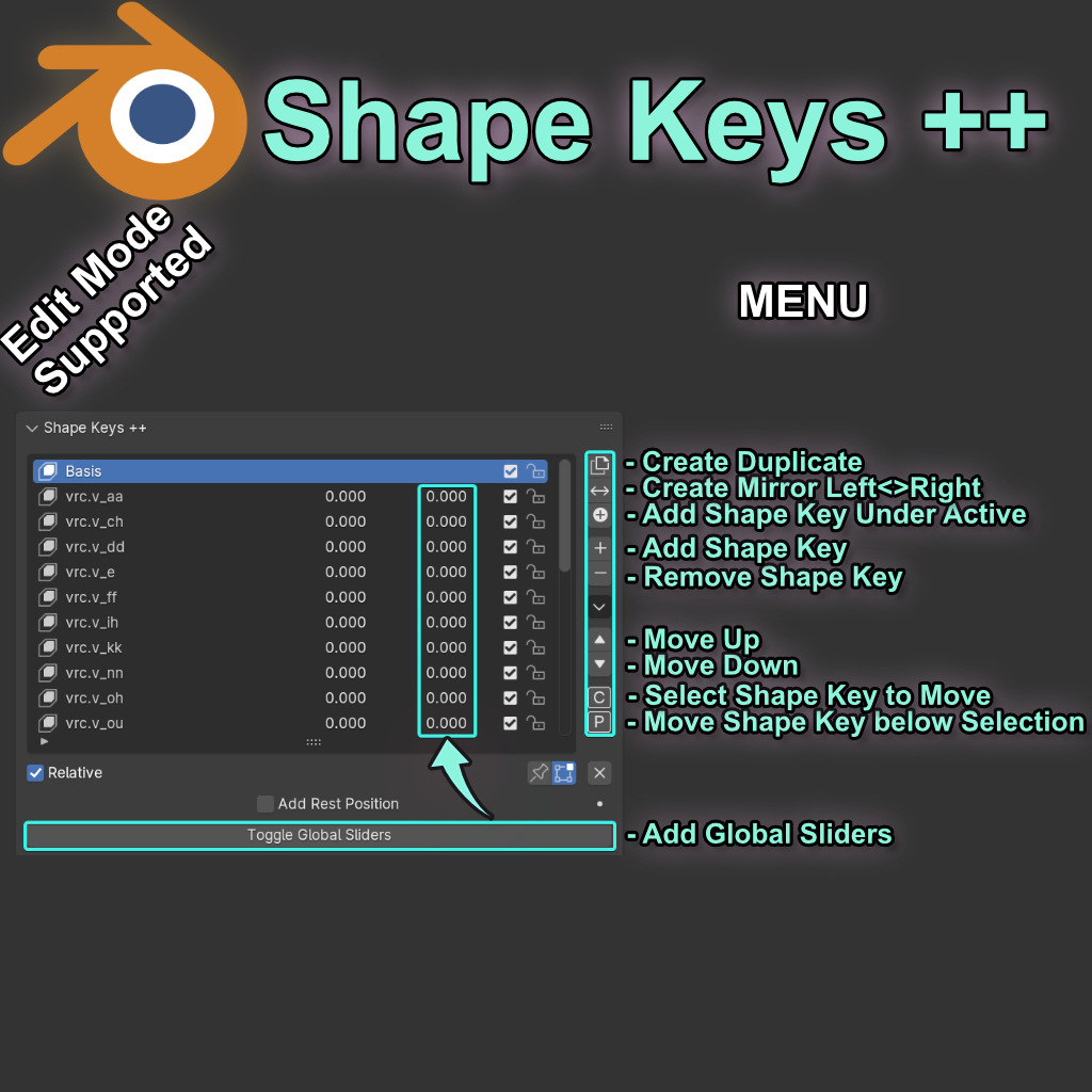 Shape Keys ++ Blender Add-on (Ver. 0.2.2) - shugan - BOOTH