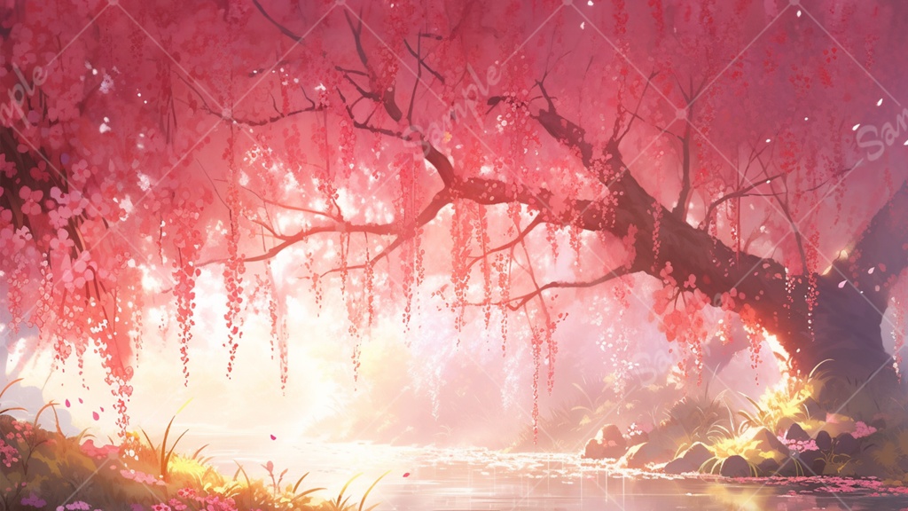 幻想的な桜のイラスト背景素材 5枚セット Ku Kan Booth 