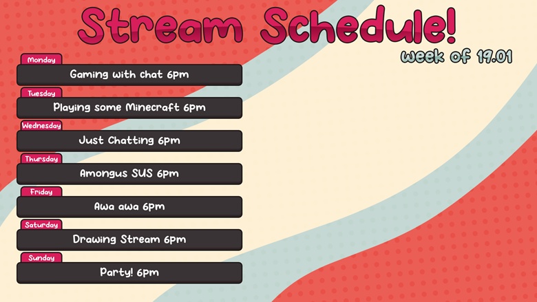 Sweet Red Stream Schedule - Hyokari - BOOTH
