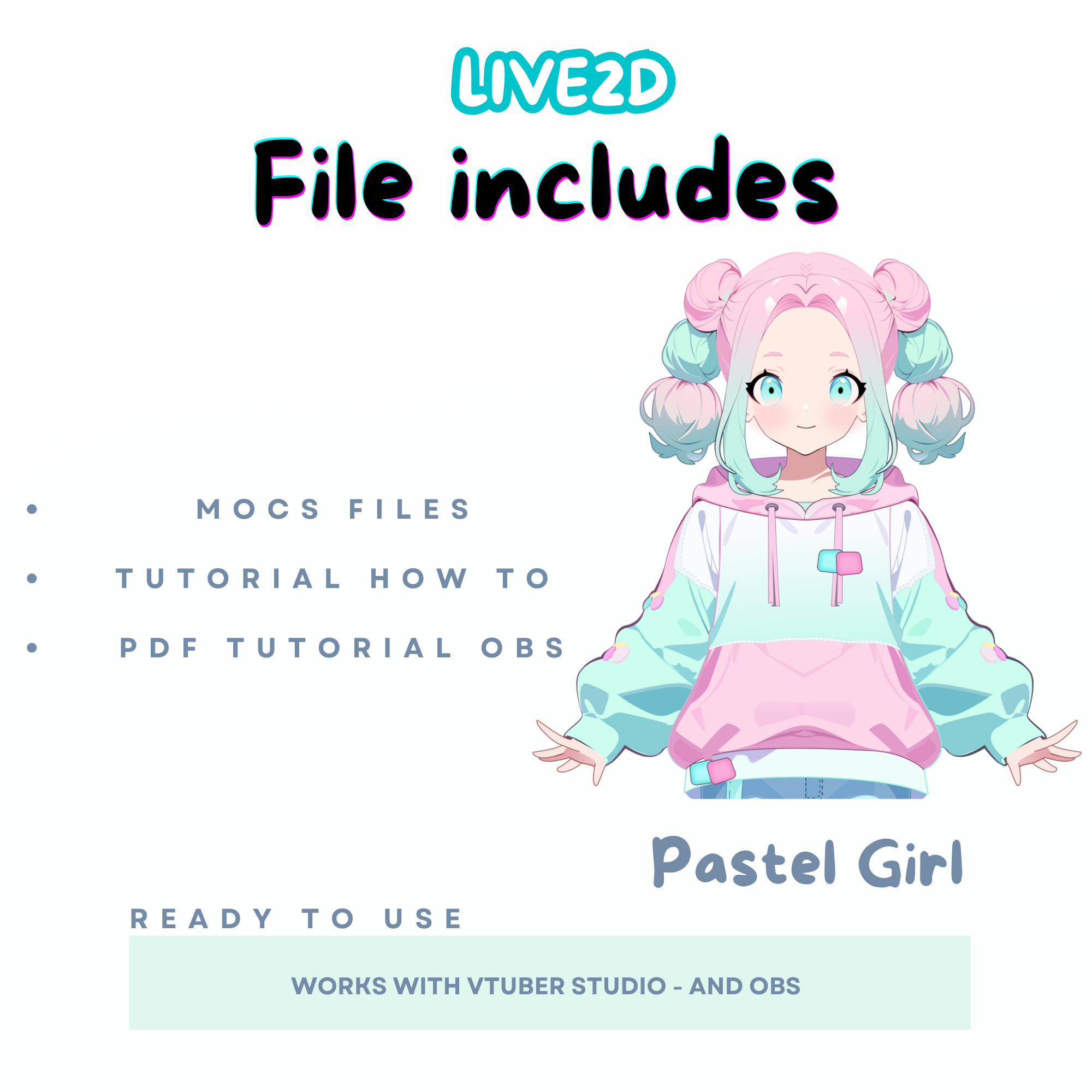 Pastel Girl Vtuber Model Premade, Ready To Use Vtuber Model, Vtuber Model and Rigging, Premade ...