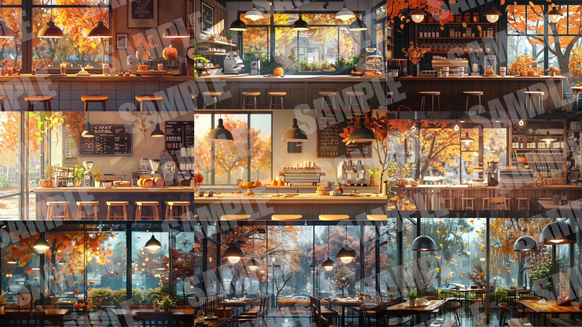 【背景44枚＋小物6点】秋のカフェ（ゲーム/Vtuber/TRPG etc） - 素材工房クノエ - BOOTH