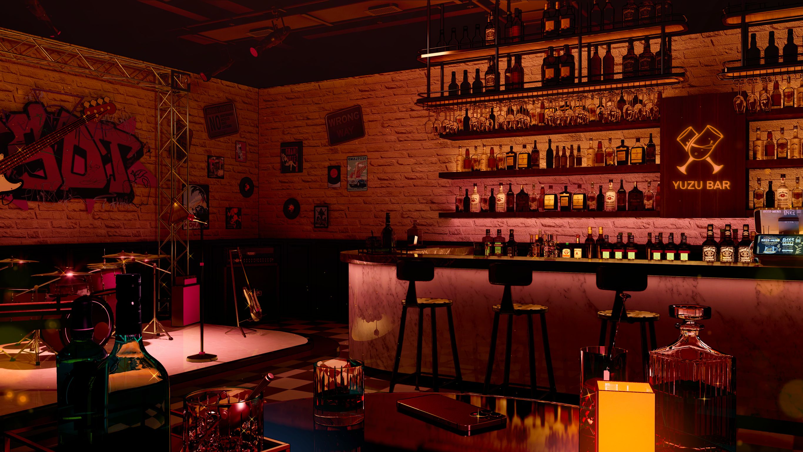 【Vtuber向け】【背景素材】配信背景全5色酒吧Bar - 柚子呀百货商店 - BOOTH