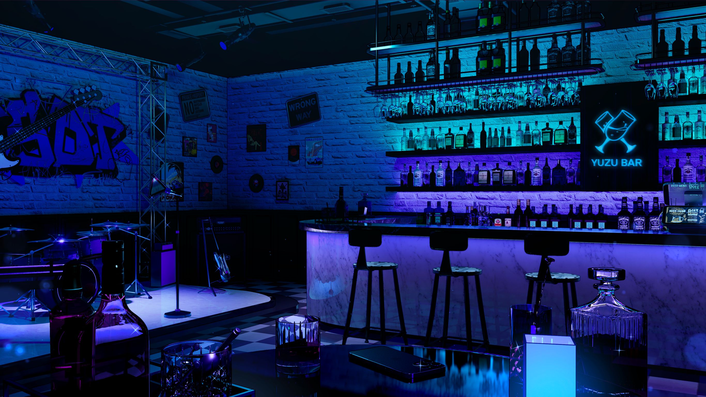 【Vtuber向け】【背景素材】配信背景全5色酒吧Bar - 柚子呀百货商店 - BOOTH