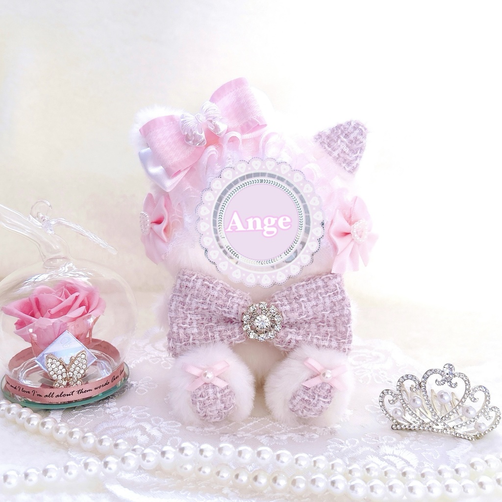 【ツイードリボンシリーズ・ピンク🎀】ぬい服 着ぐるみ 11cm ちびぐるみ - Ange-あんじゅぬい服- - BOOTH