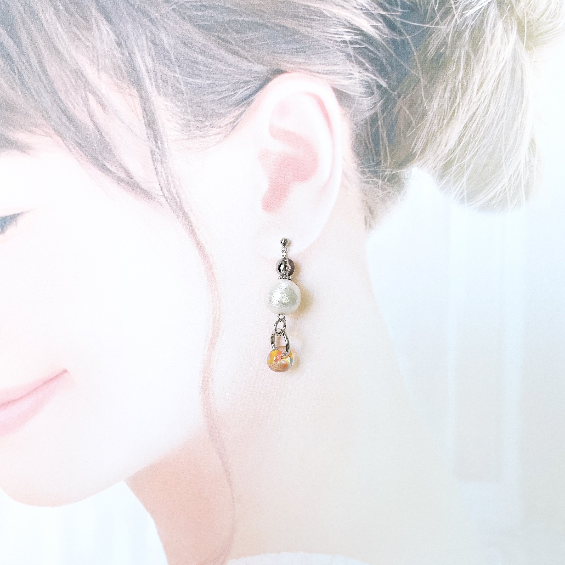 D4_rindo イヤリング(ピアス変更可) - KADO_handmade - BOOTH