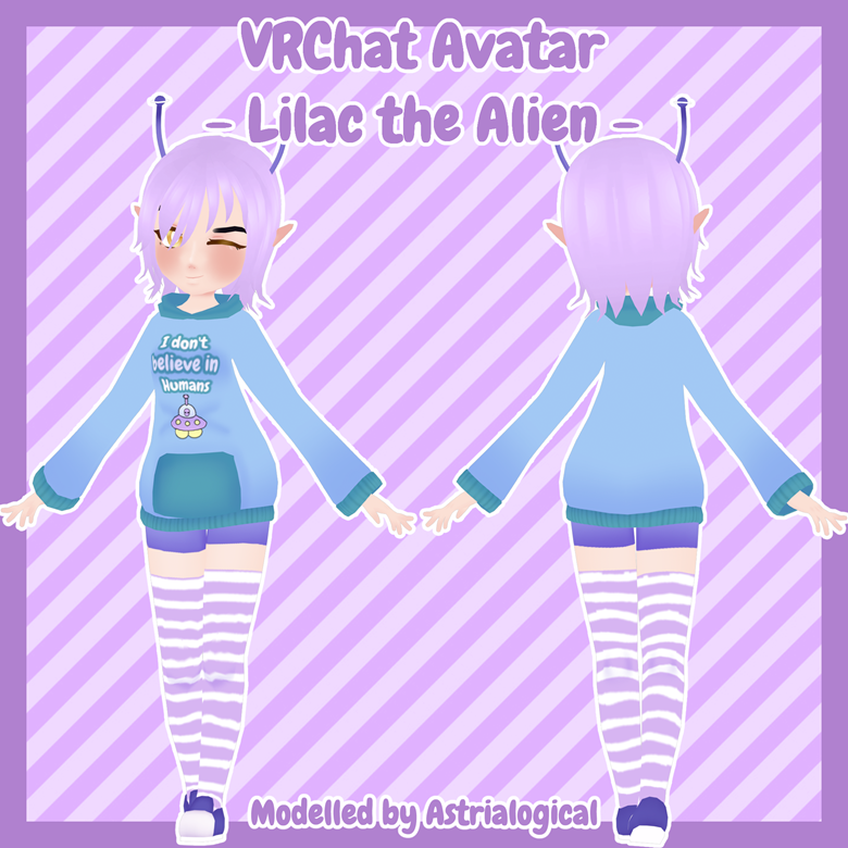 [VRChat Avatar] Lilac the Alien - astrialogical3d - BOOTH