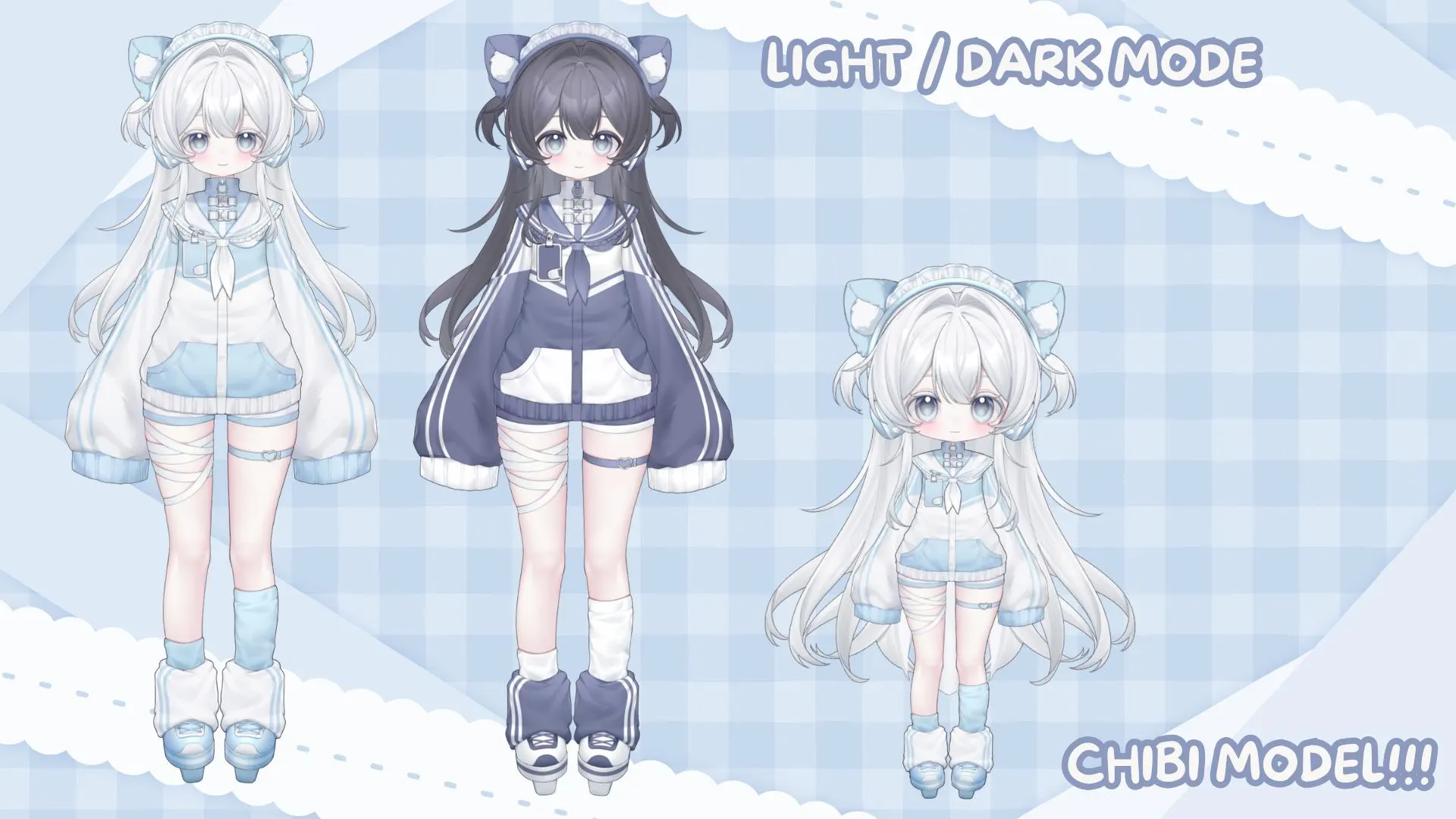 【LIVE 2Dモデル】Blue Cat Girl Vtuber Model for Sell 青猫モデル - Cotton Bird - BOOTH
