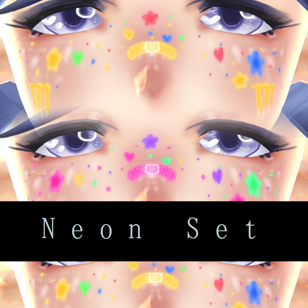 [Vroid] Neon Monster Decora Face Set - Moving Shop ! - BOOTH