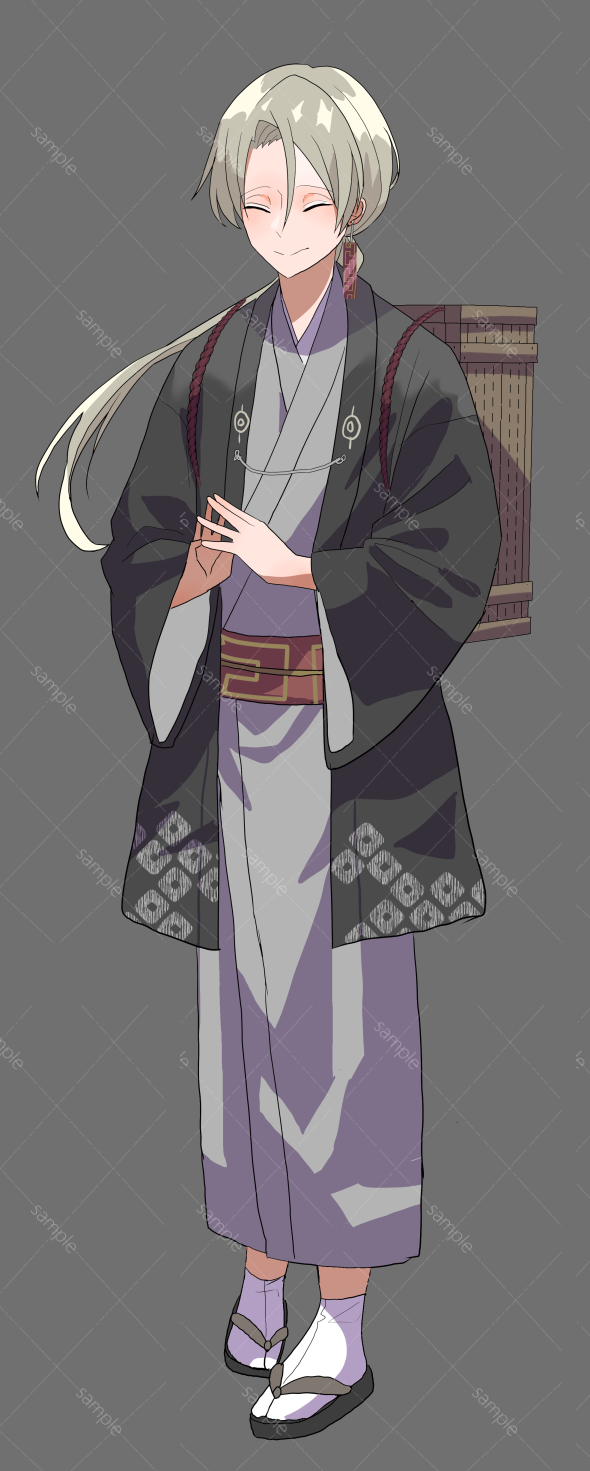 立ち絵素材 金髪/木箱/狐面/ポニテ/商人/着物/糸目 - 立ち絵専門ショップ - BOOTH