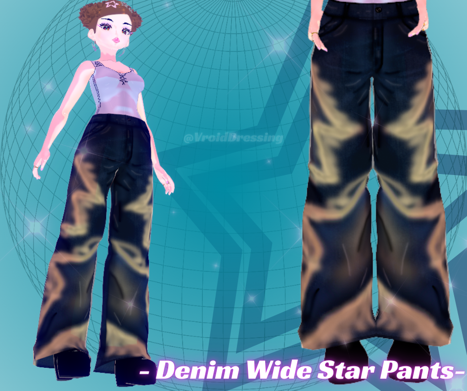 FREE Vroid Denim Wide Stars pants - VroidDressing - BOOTH