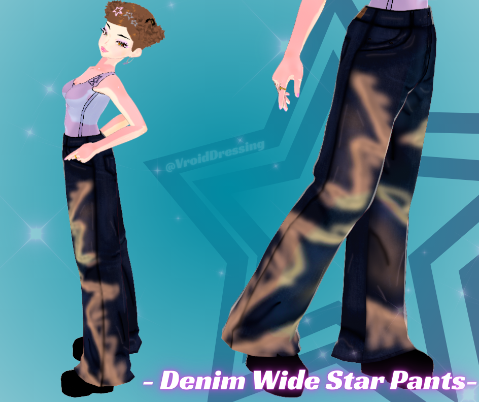 FREE Vroid Denim Wide Stars pants - VroidDressing - BOOTH
