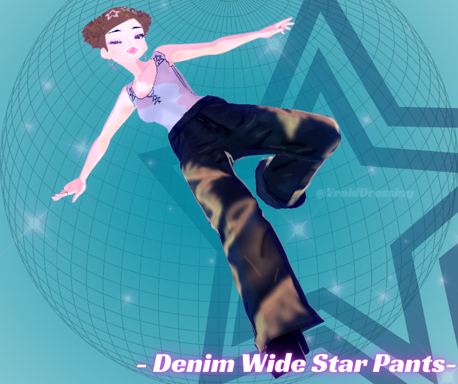 FREE Vroid Denim Wide Stars pants - VroidDressing - BOOTH