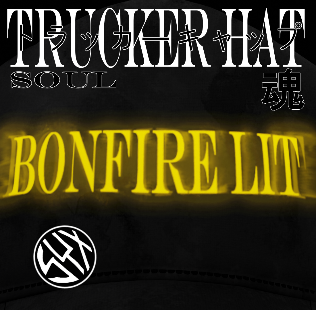 BONFIRE LIT - Dark Souls Bonfire ダークソウルの篝火 Trucker Cap トラッカーキャップ ...