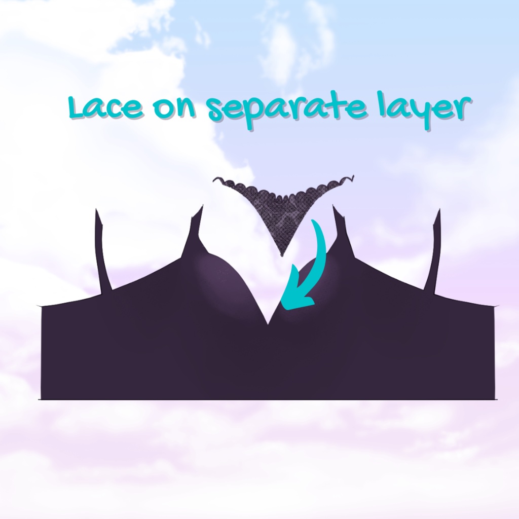 [Free sample/無料あり]VRoid Lace camisole - body texture - 4 colors ...