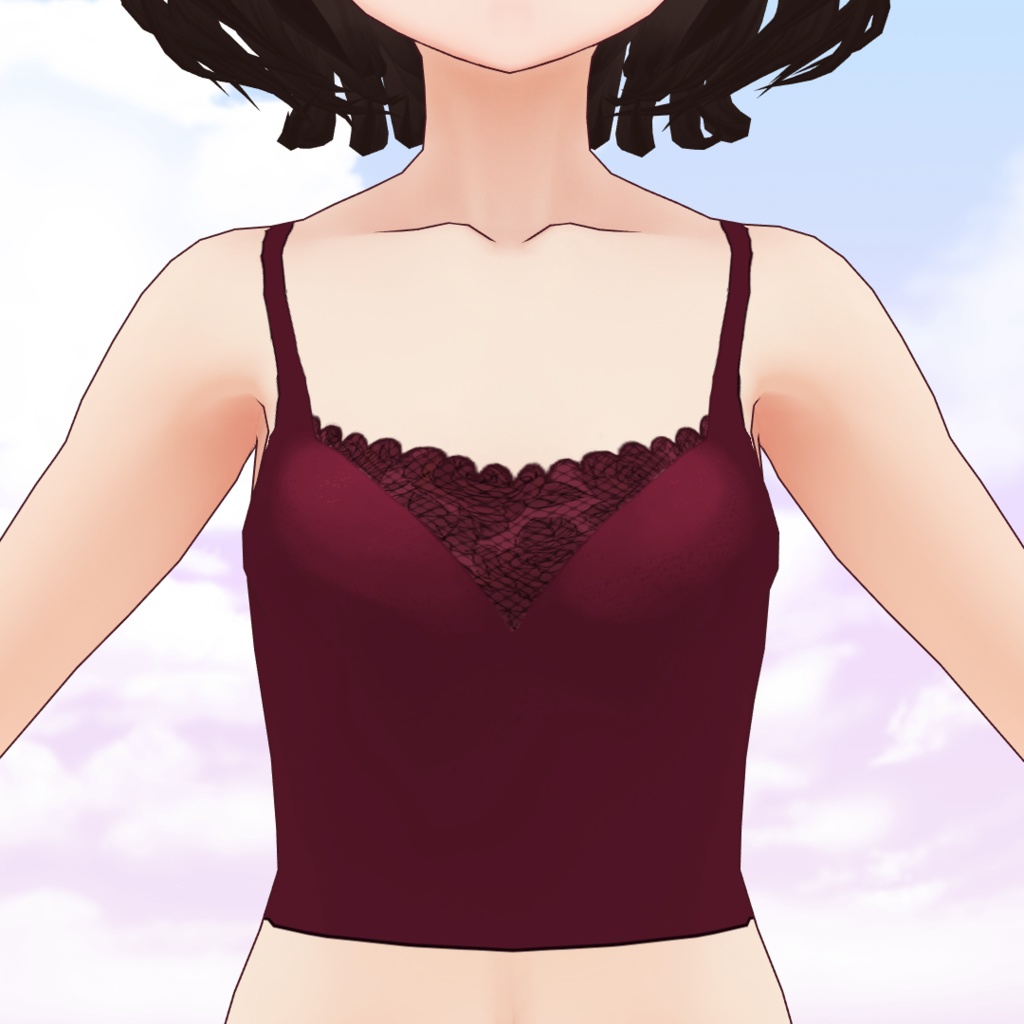 [Free sample/無料あり]VRoid Lace camisole - body texture - 4 colors ...