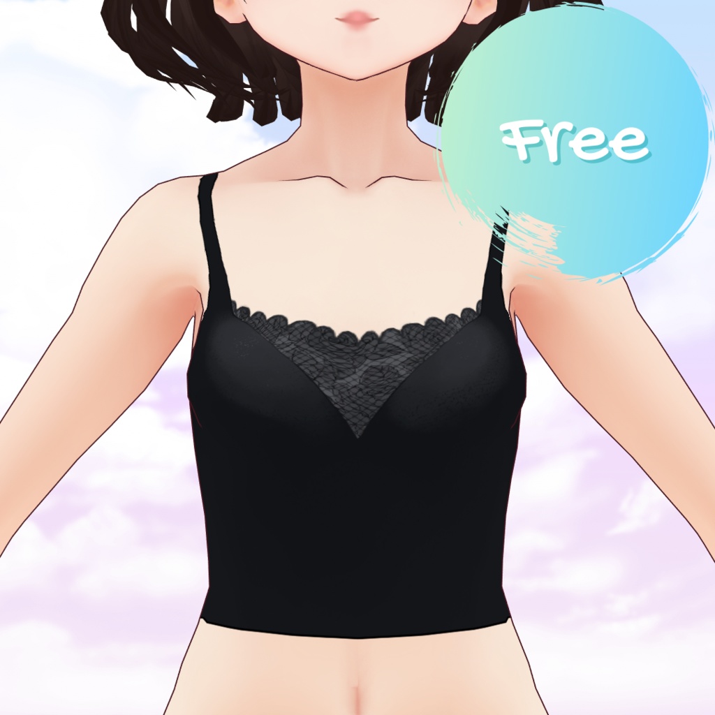 [Free sample/無料あり]VRoid Lace camisole - body texture - 4 colors / Débardeur à dentelle pour ...
