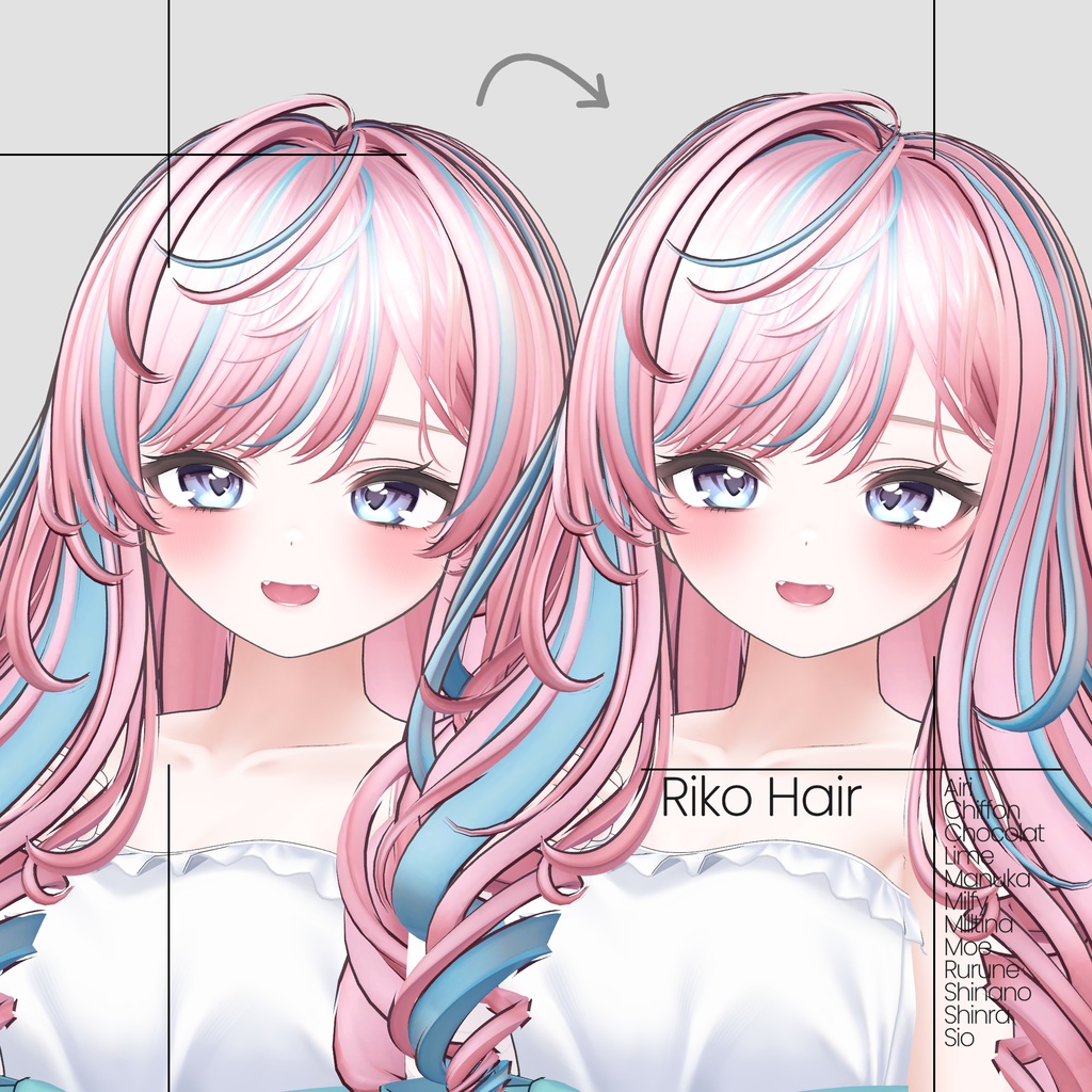 [12 Avatars] Riko Hair - KitsuZuri - BOOTH