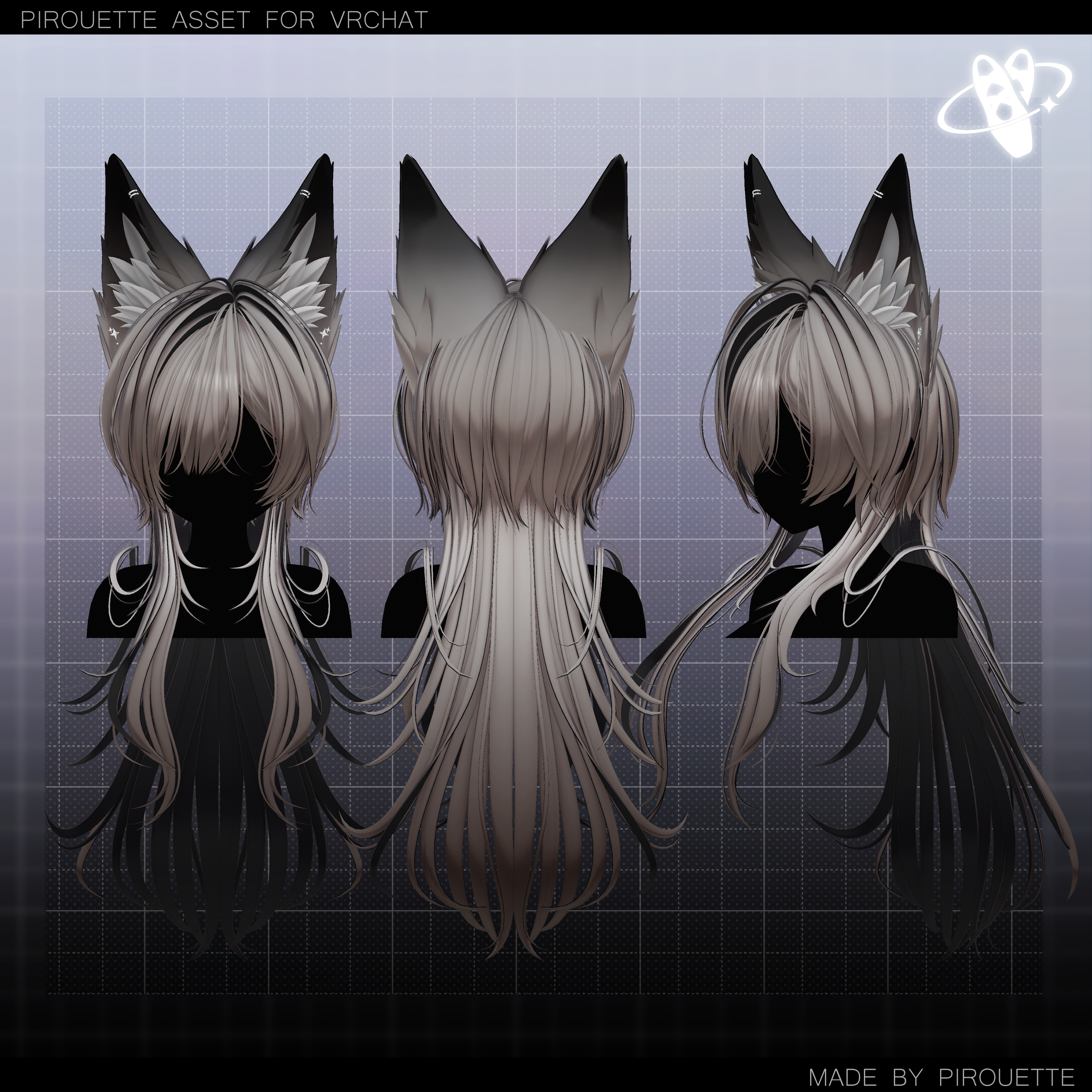 【24アバター対応】Line Wolf Hair【VRChat】 - Pirouette - BOOTH
