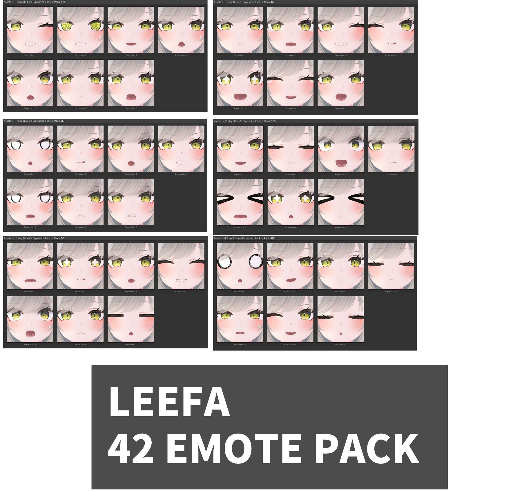 リーファ[Leefa] 3.0 SDK用42個 表情 パッケージ [42,56 Face Emote Package] - Friday ...