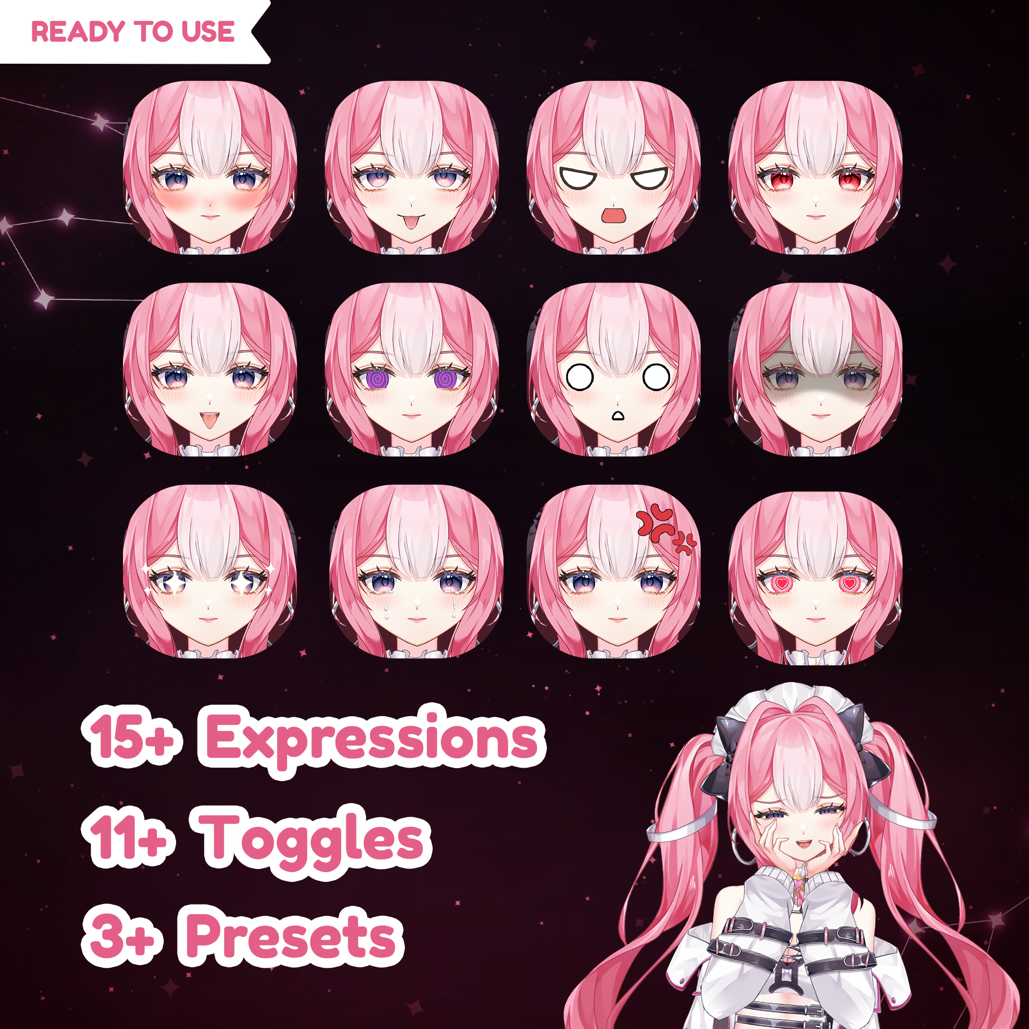 【live2d model】- Vtube Studio, Commercial use! (Ready to Use) - Full ...