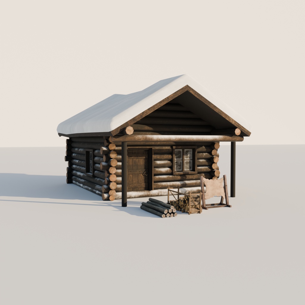 Wooden Log Cabin ♡ Low Poly - Asset Corner - BOOTH