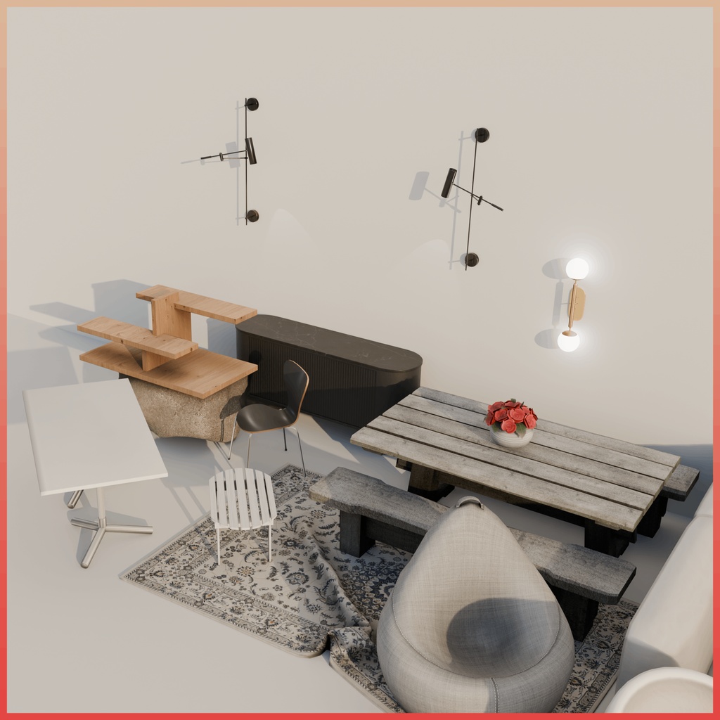 【VRChat】Low Poly Furniture Pack!! - Asset Corner - BOOTH