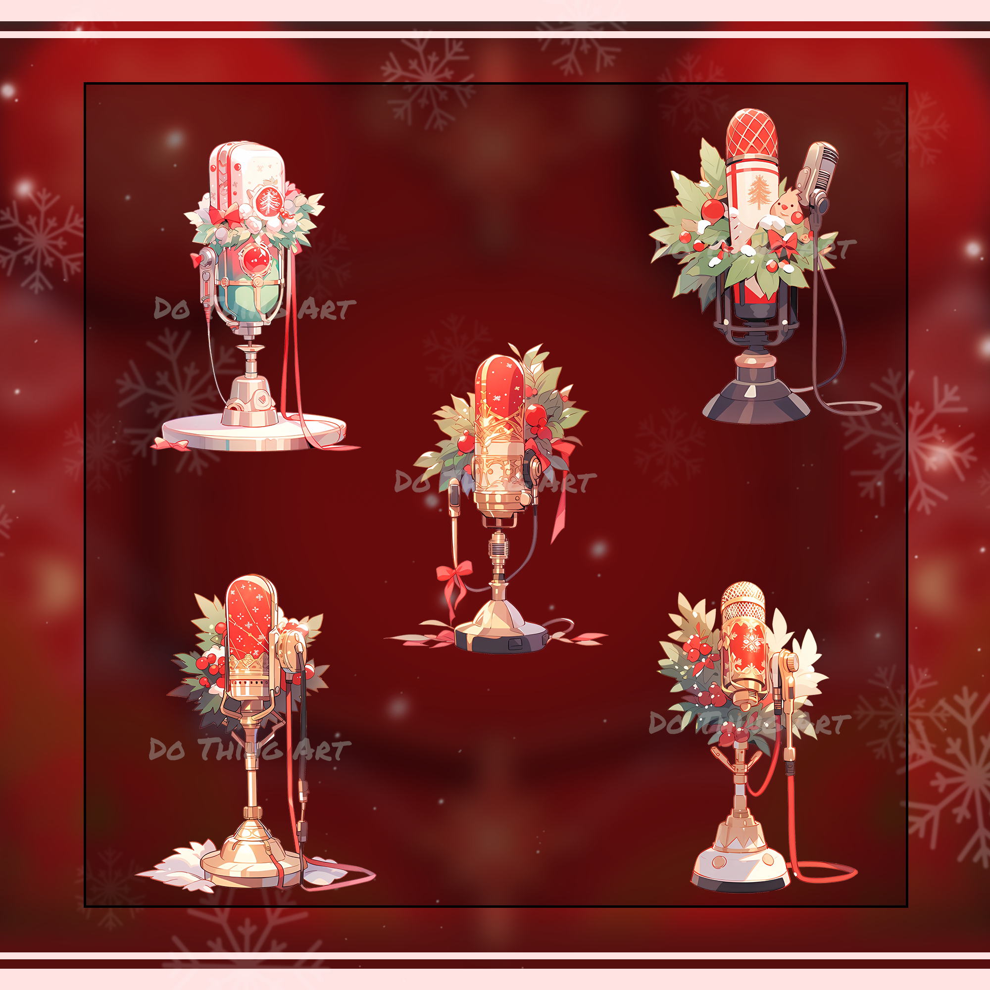 VTUBER ASSET | 15x Christmas Microphone - Do thing art - BOOTH