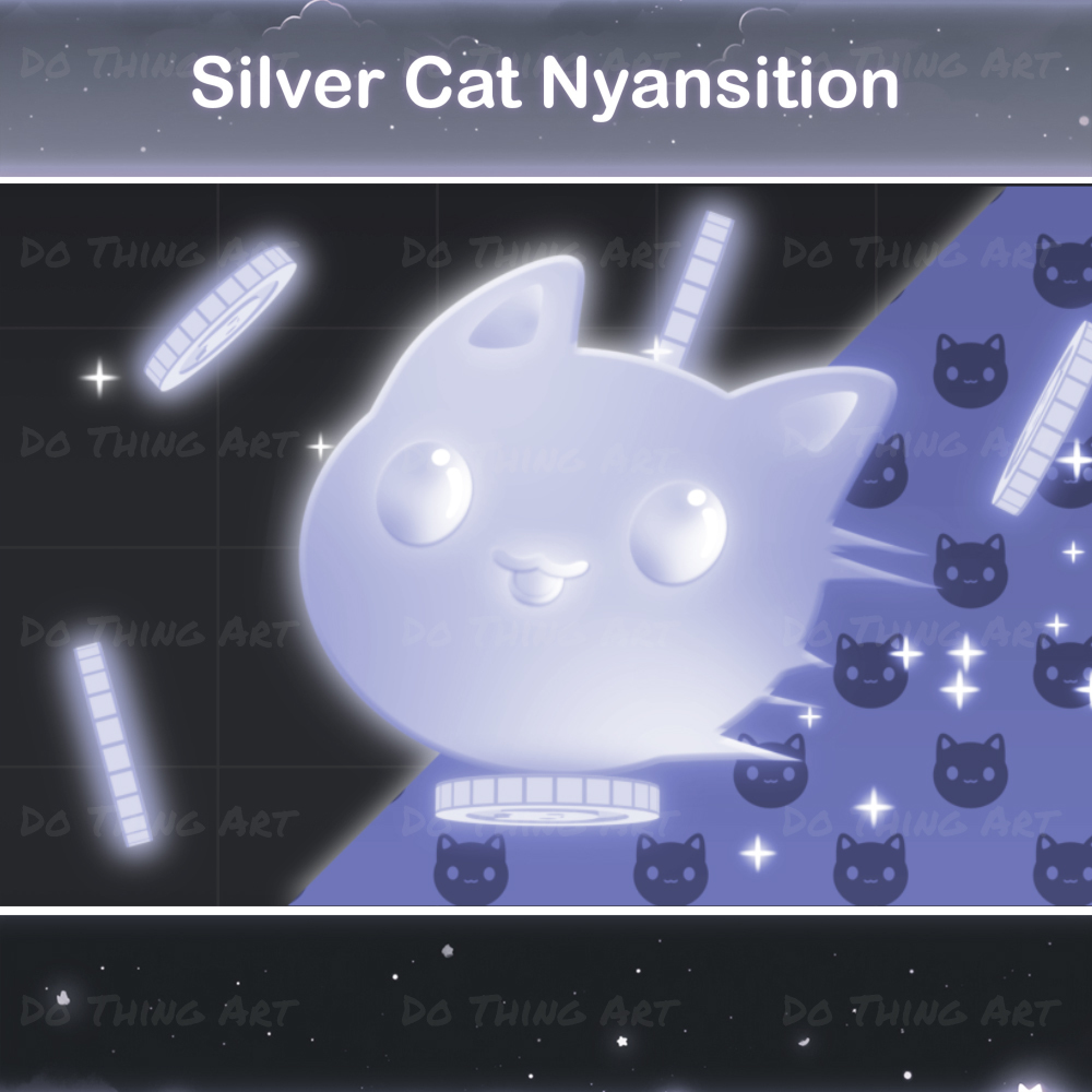Cute Cat Stream Transition | Golden & Silver Cat Twitch Assets | OBS ...
