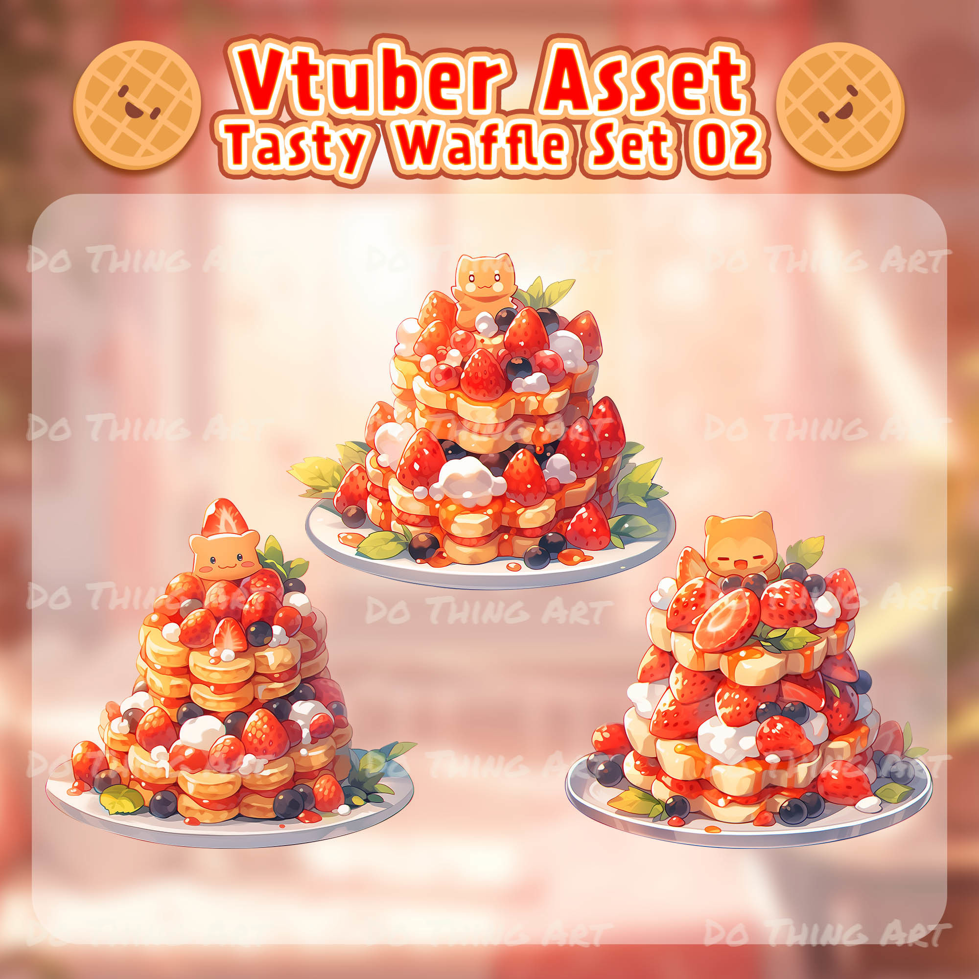 Vtuber Assets - Tasty Creamy Waffle Fruit 02 | PNGtuber | Transparent ...