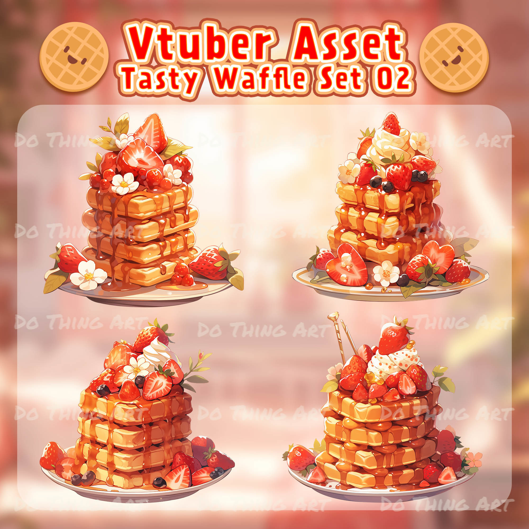 Vtuber Assets - Tasty Creamy Waffle Fruit 02 | PNGtuber | Transparent ...