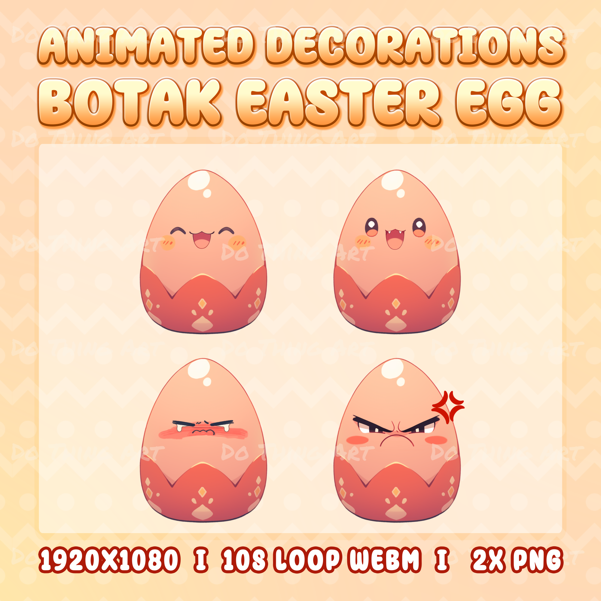 Cute Animated Emoji Eggs | Decoration Streammer | Botak Easter Egg ...