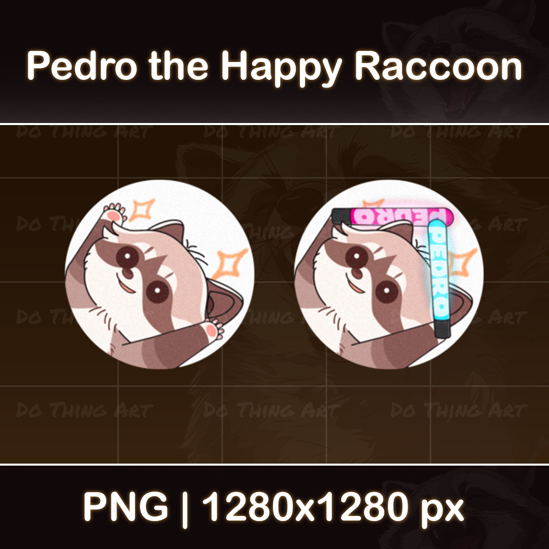 Animated Pedro Raccoon Emote | Animated Pedro Raccoon Decoration | Mug ...