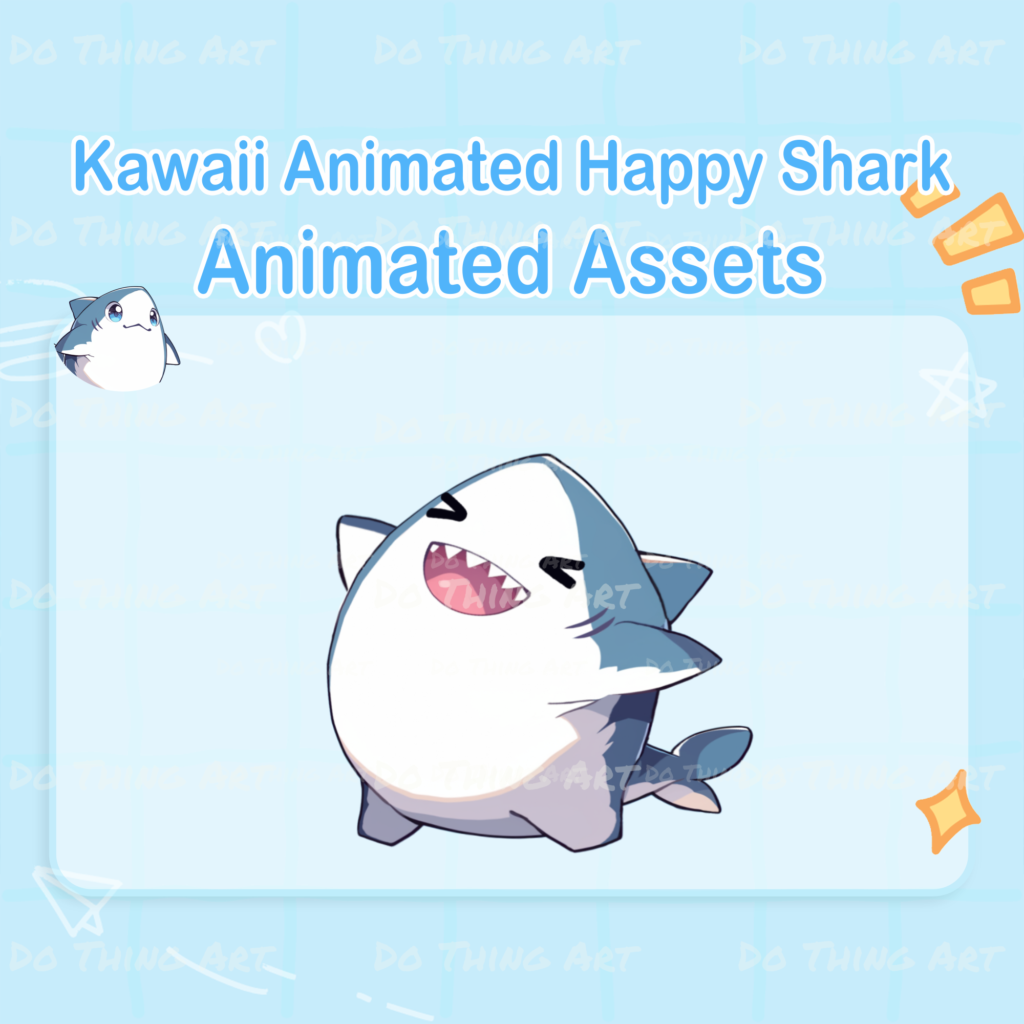 Animated Vtuber Kawaii Shark Overlay | Funny Chibi Shark Animation ...