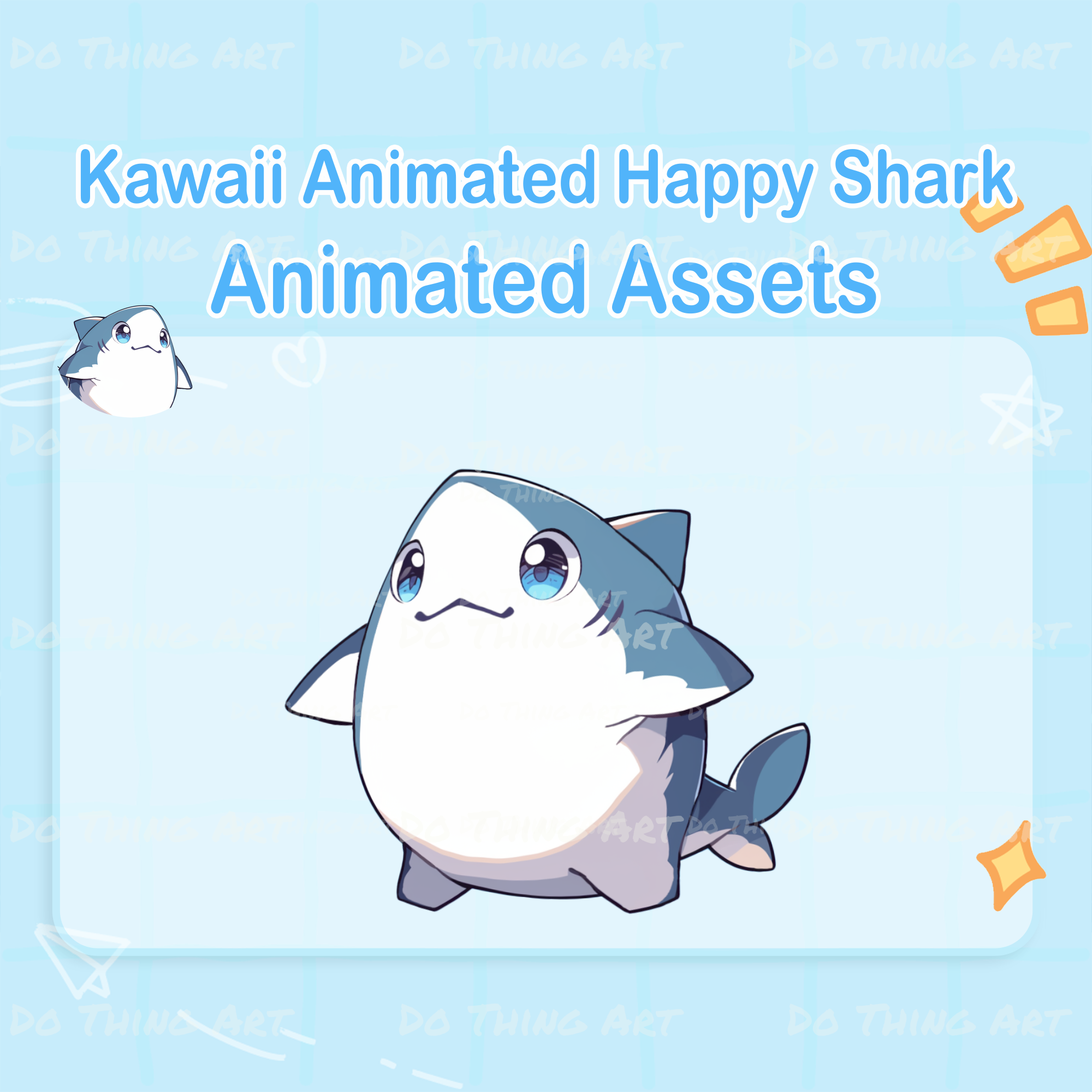 Animated Vtuber Kawaii Shark Overlay | Funny Chibi Shark Animation ...