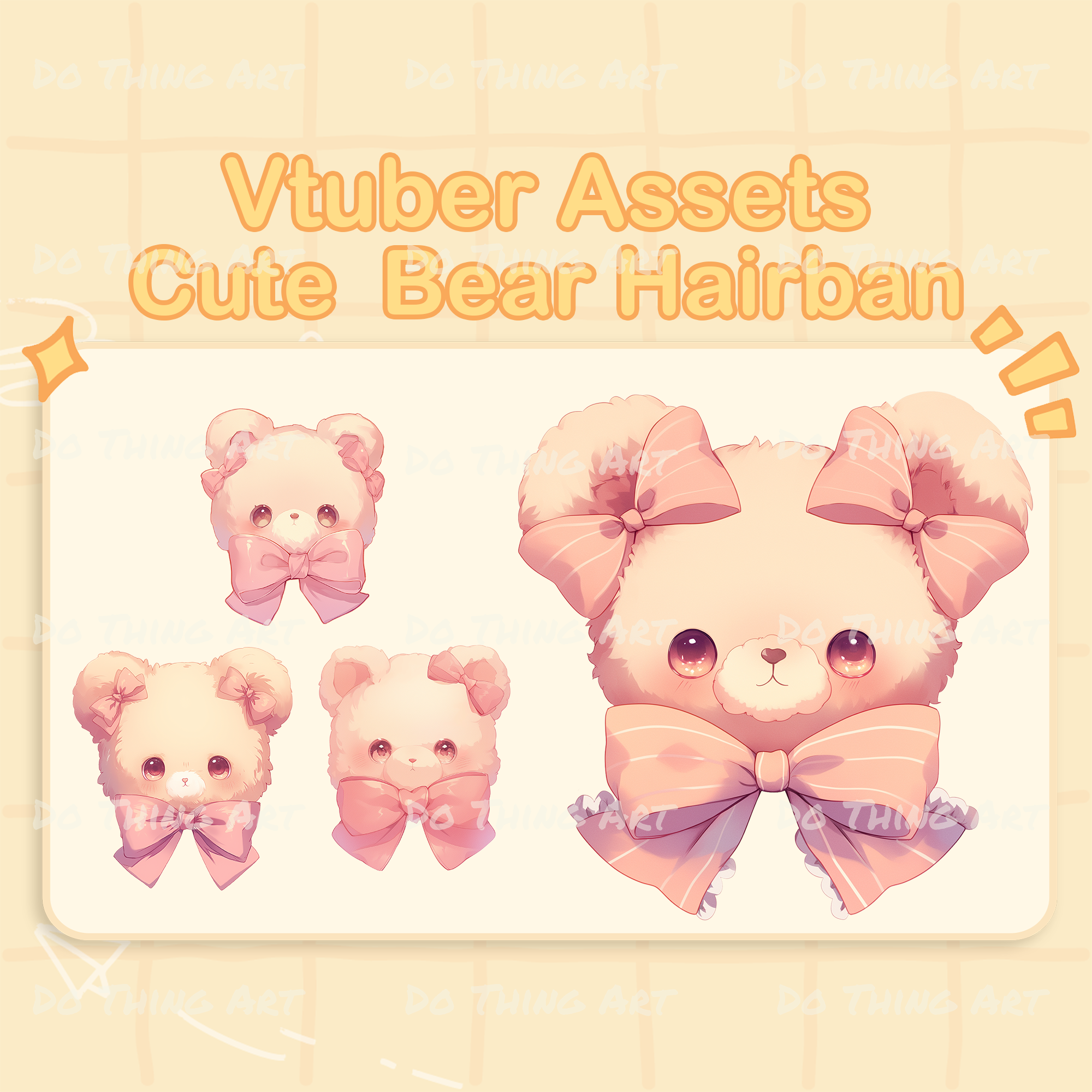 Vtuber Hair Asset Kawaii Bear Hairban | Cozy Hair Accessories | Twitch ...