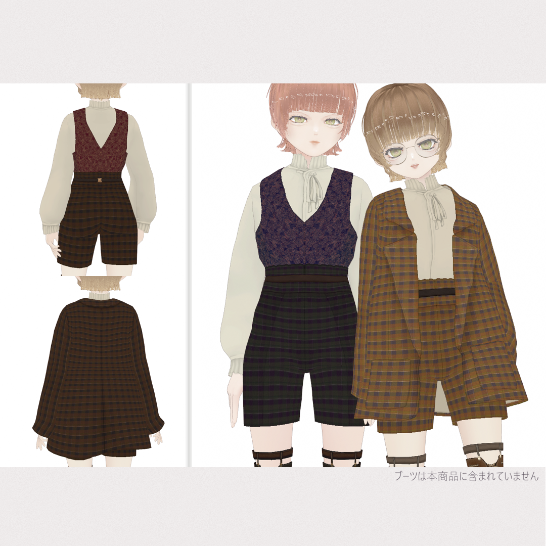 check pattern outfit set02 VRoidテクスチャセット - ametestore - BOOTH