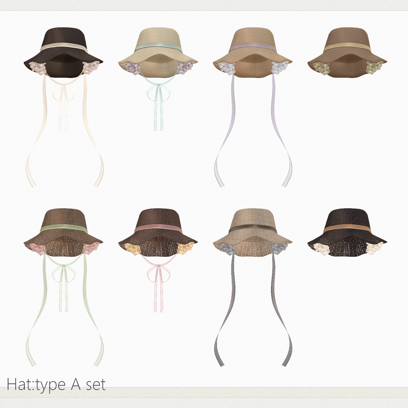 Corsage ribbon straw hat∴VRChat想定 - ametestore - BOOTH