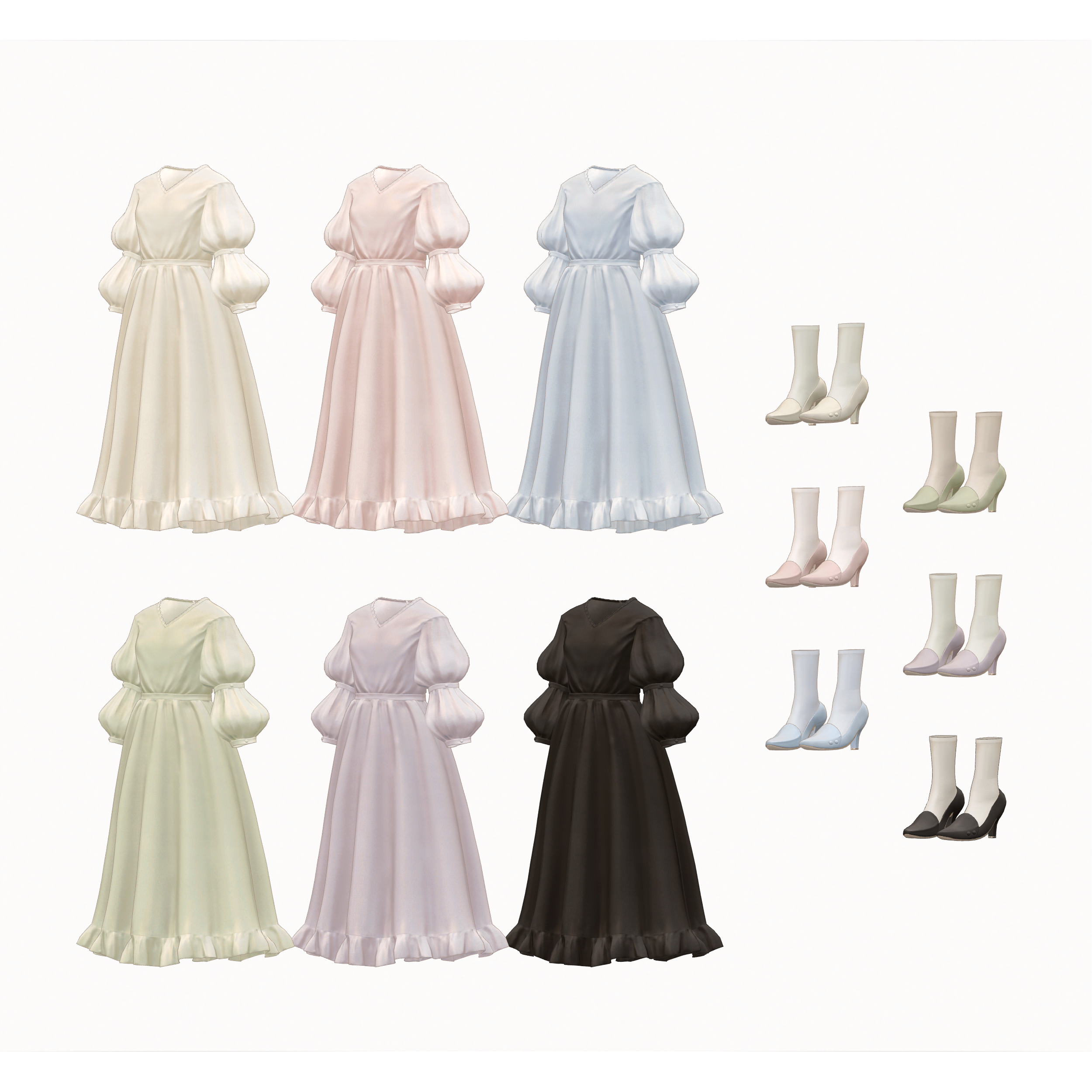 複数アバター対応∴Two Sleeves Two Collars Dress - ametestore - BOOTH