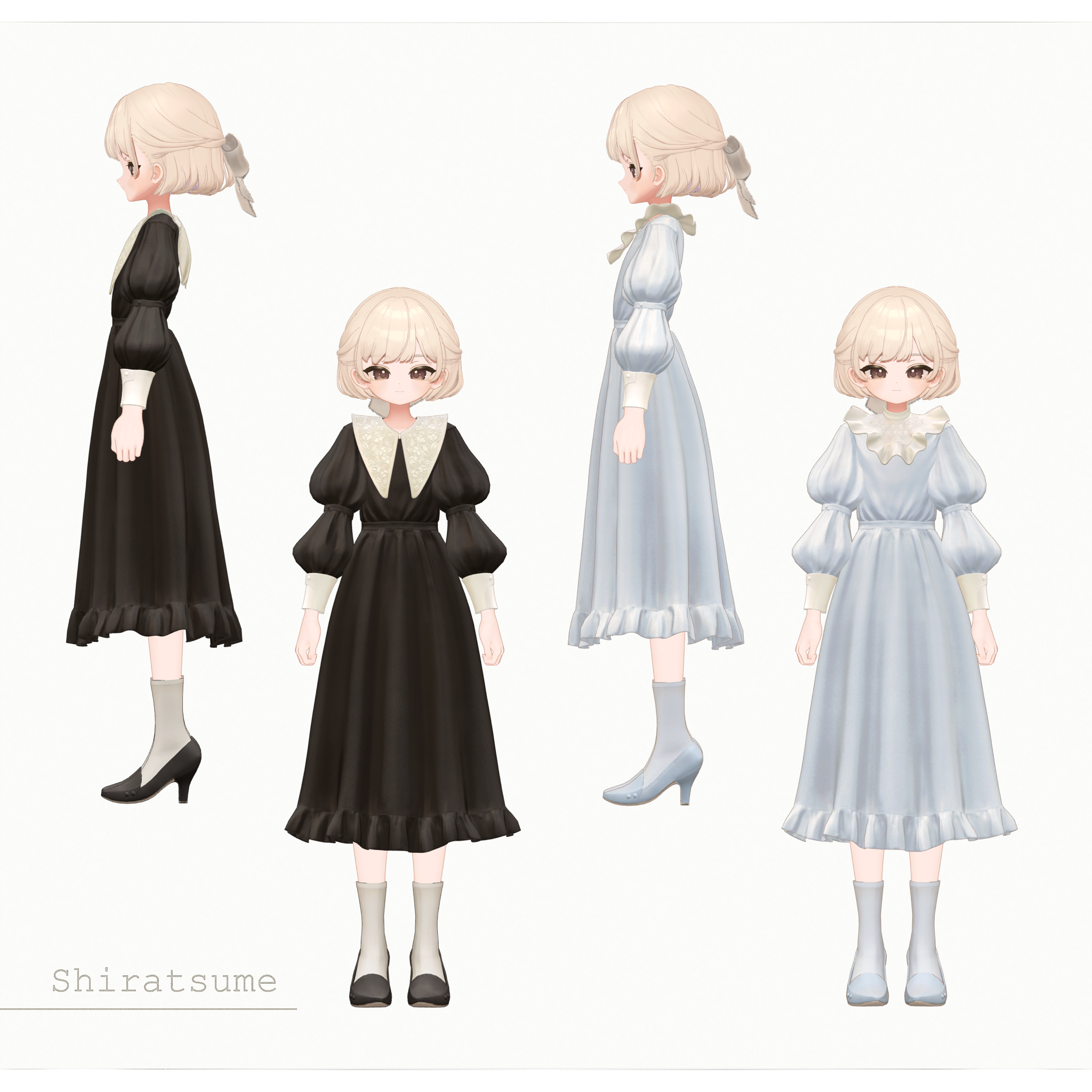 複数アバター対応∴Two Sleeves Two Collars Dress - ametestore - BOOTH