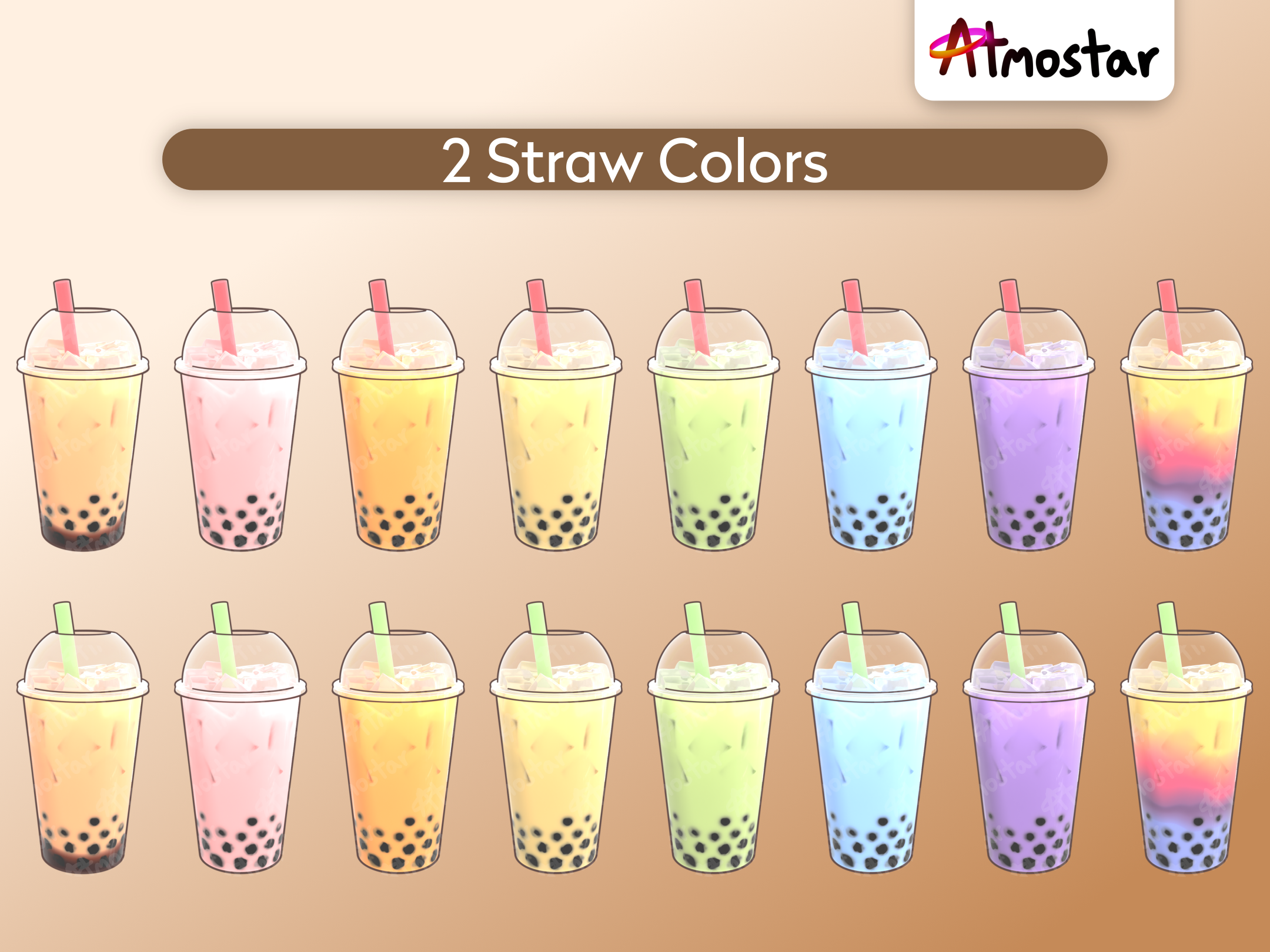 Animated Bubble Tea Stream Overlay: Iced Boba Vtuber Drink Assets (webm ...
