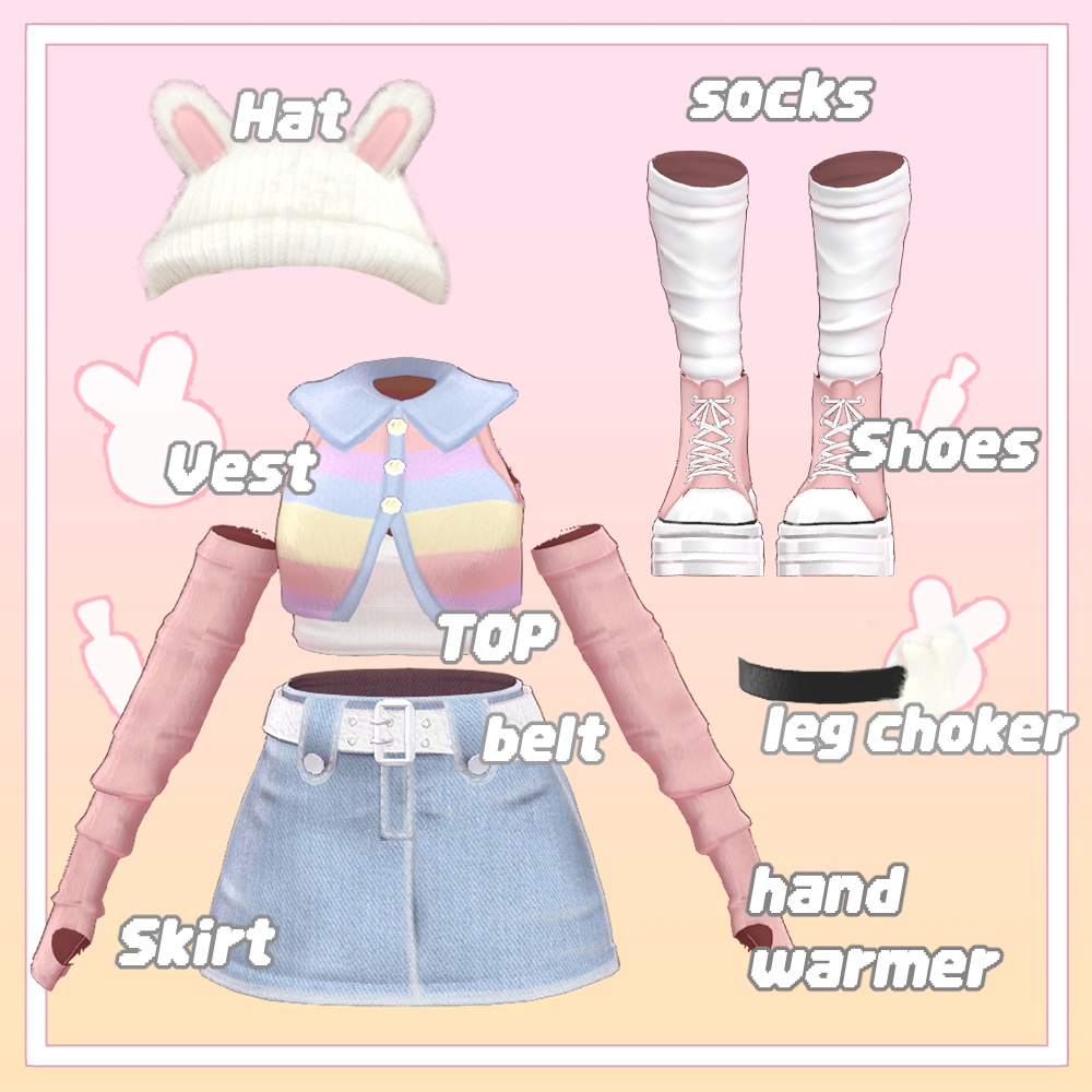 [kikyo] Cutie rabbit hat set (VRC 3Dアイテム) - shushu *BOUTIQUE* - BOOTH