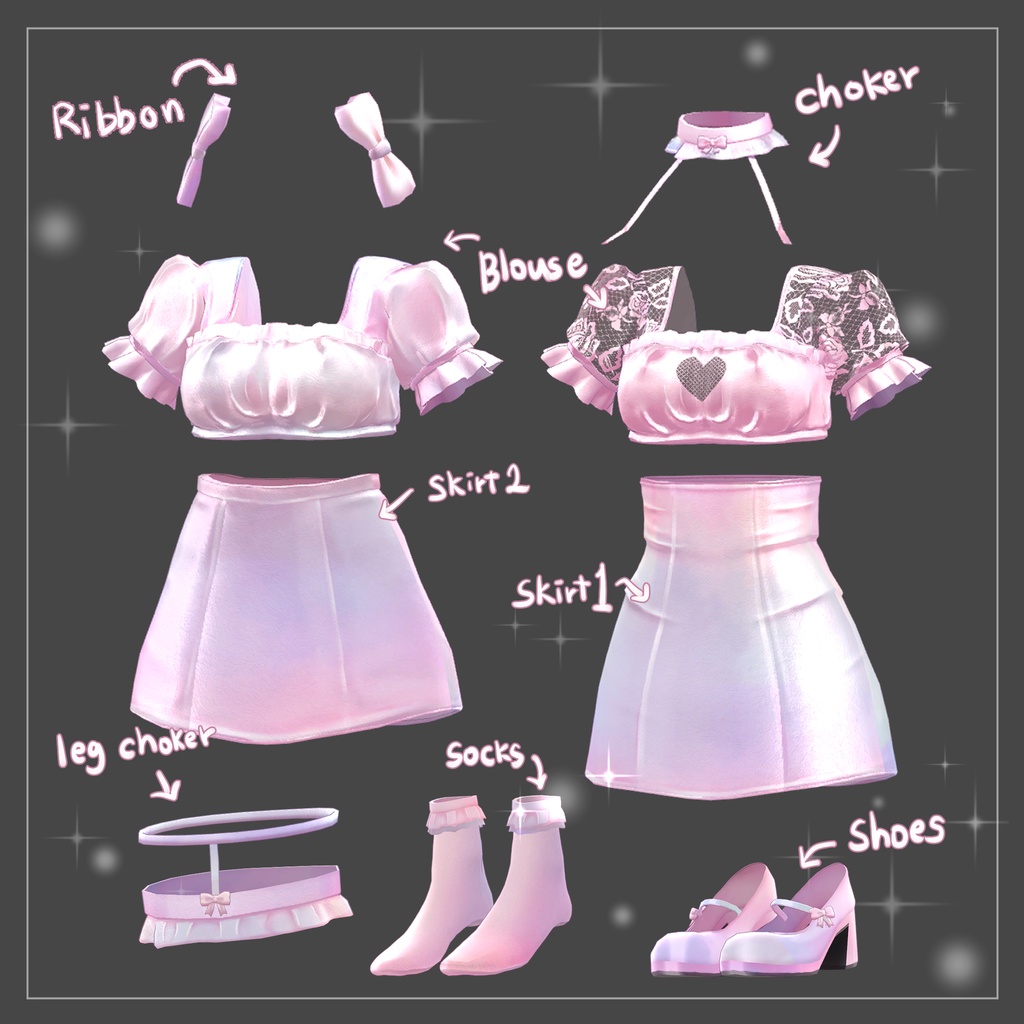 [kikyo / 桔梗] Ribbon lace lovely girl (VRC 3Dアイテム) - shushu *BOUTIQUE* - BOOTH