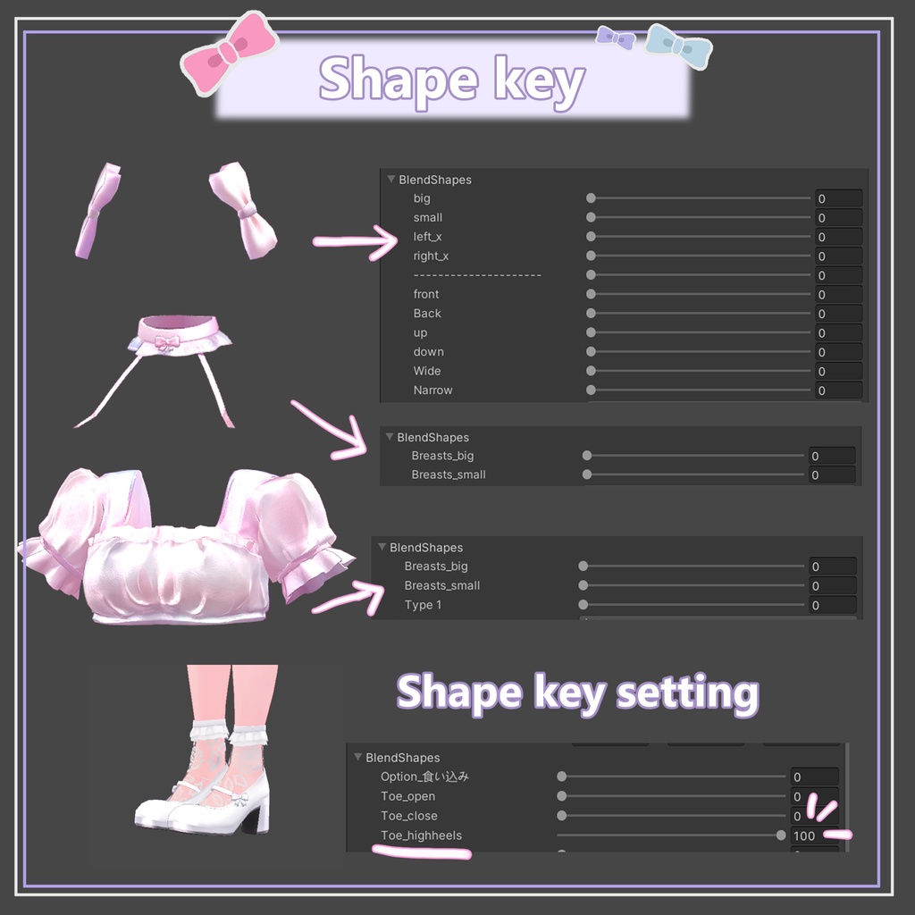 [kikyo / 桔梗] Ribbon lace lovely girl (VRC 3Dアイテム) - shushu *BOUTIQUE* - BOOTH