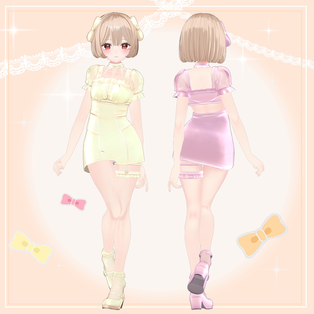 [maya / 舞夜] Ribbon lace lovely girl (VRC 3Dアイテム) - shushu *BOUTIQUE* - BOOTH