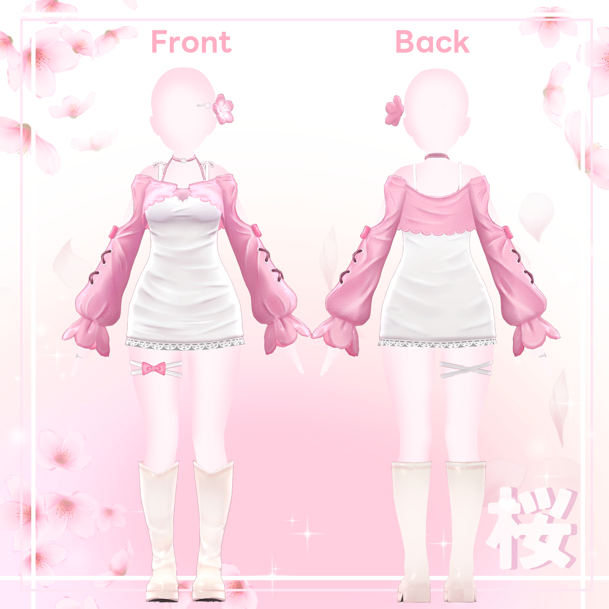 [maya / 舞夜] Sakura Cardigan Set (VRC 3Dアイテム) - shushu *BOUTIQUE* - BOOTH