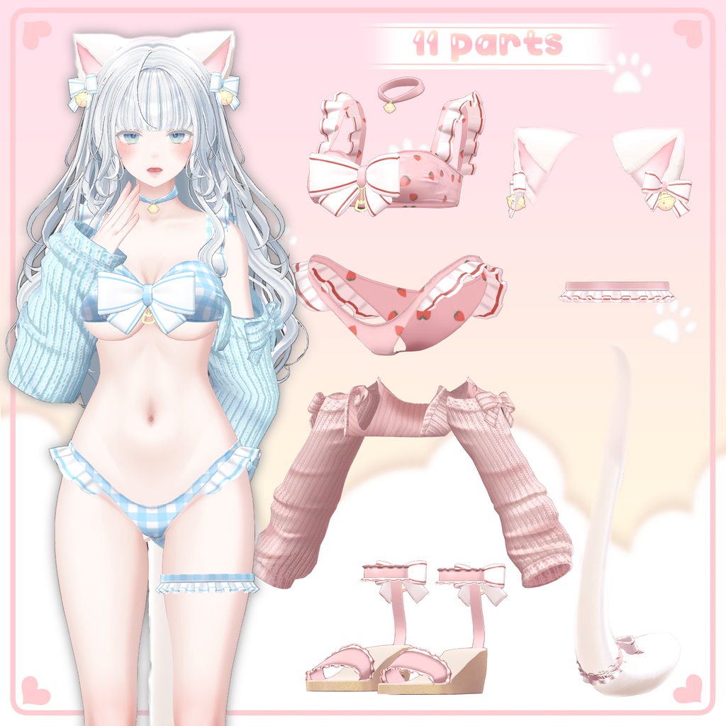 [7アバター対応] Lovely Neco Bikini (VRC 3Dアイテム) - shushu *BOUTIQUE* - BOOTH