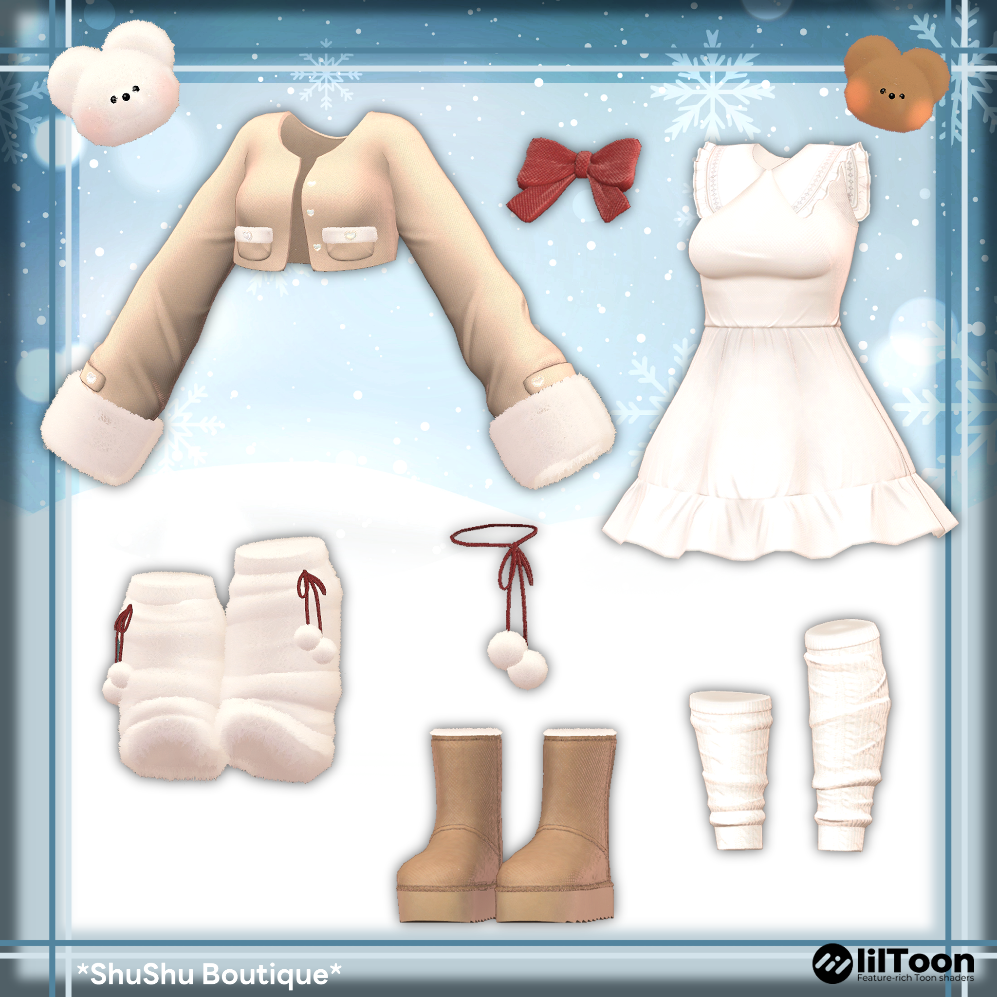 [5アバター対応] Mocomoco bear (VRC 3Dアイテム) - shushu *BOUTIQUE* - BOOTH