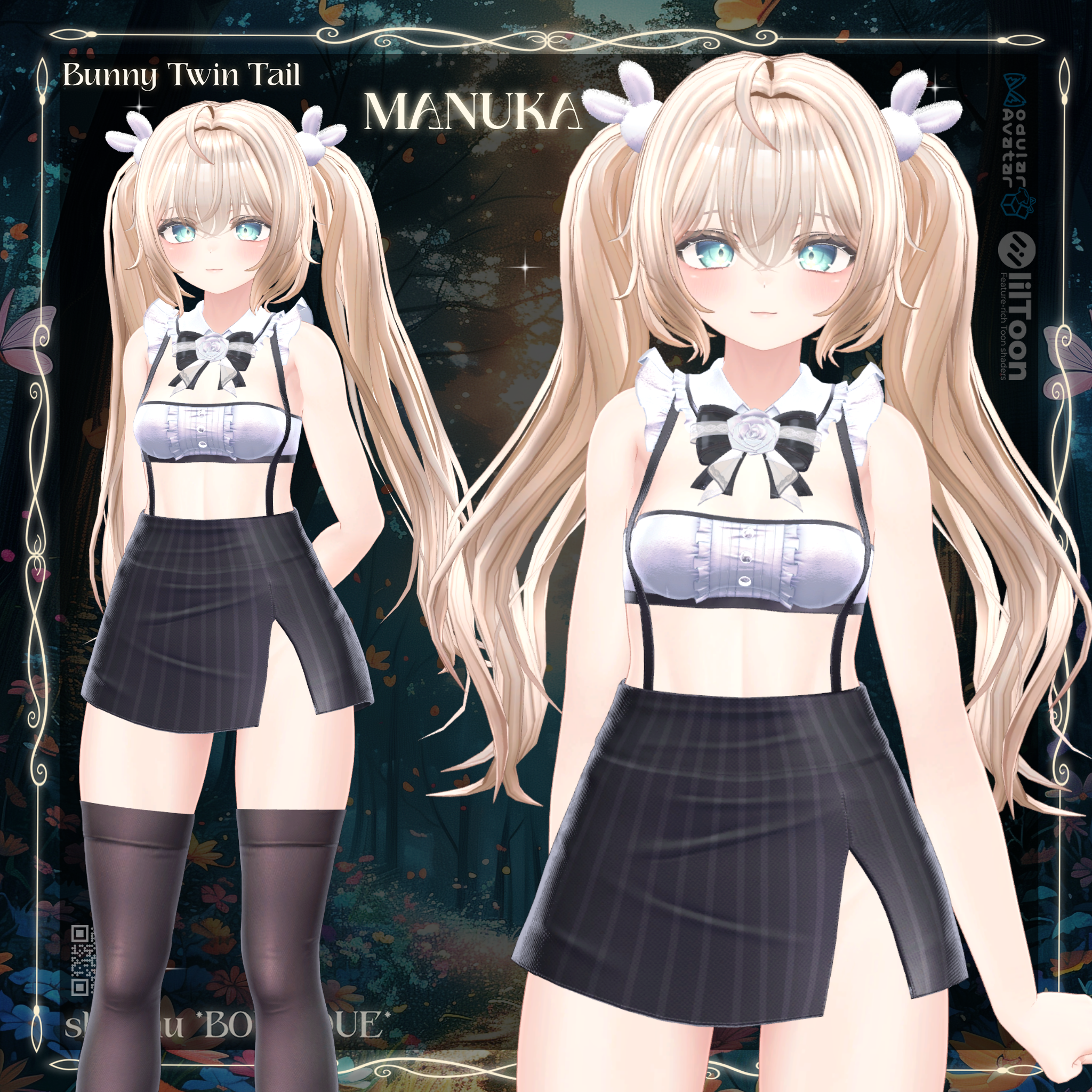 [VRC Hair] Bunny Twin Tail🐇🖤 (8アバター対応) - shushu *BOUTIQUE* - BOOTH